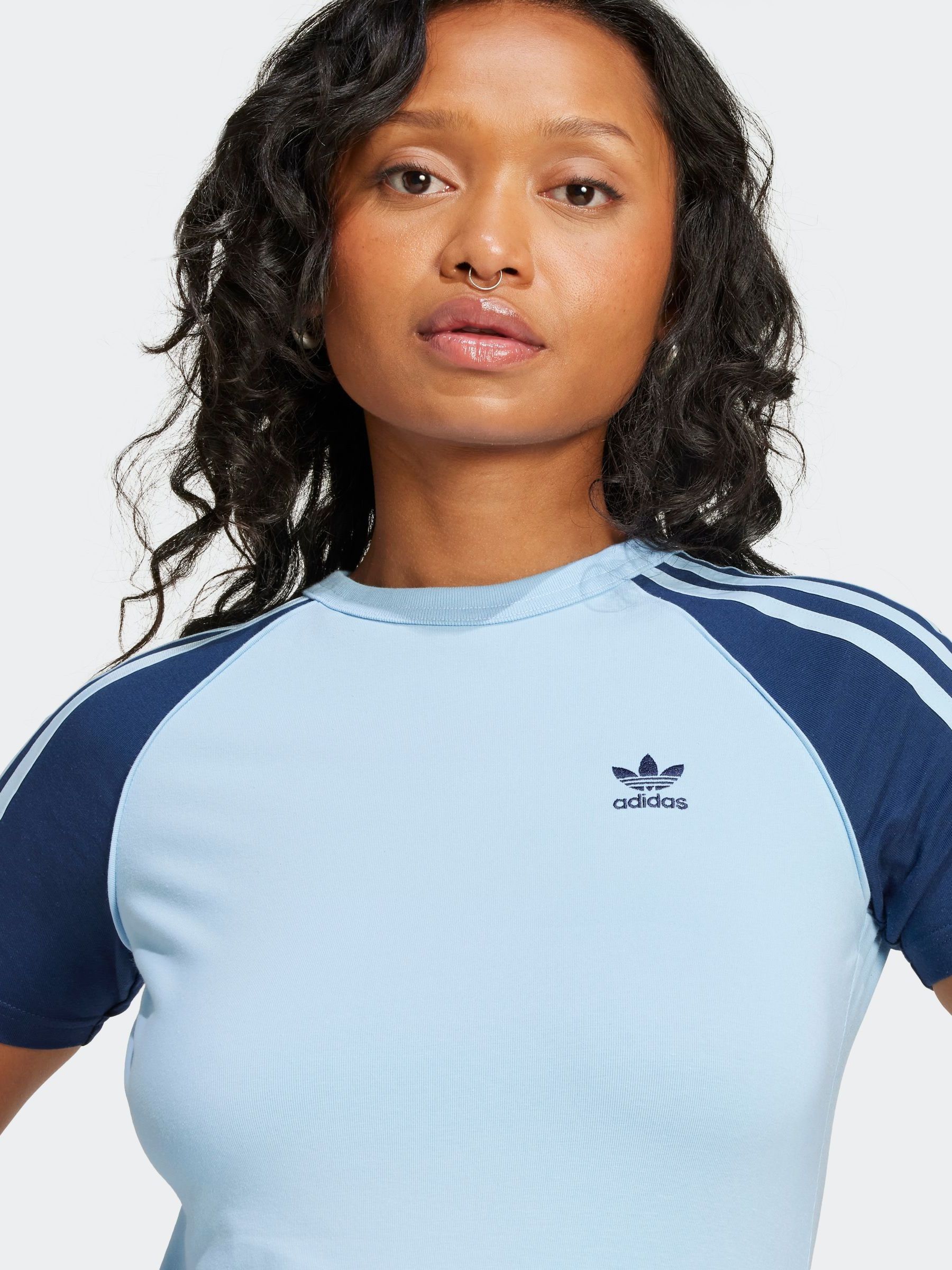 Buy adidas originals Blue 3 Stripe Slim T-Shirt from the Next UK online ...