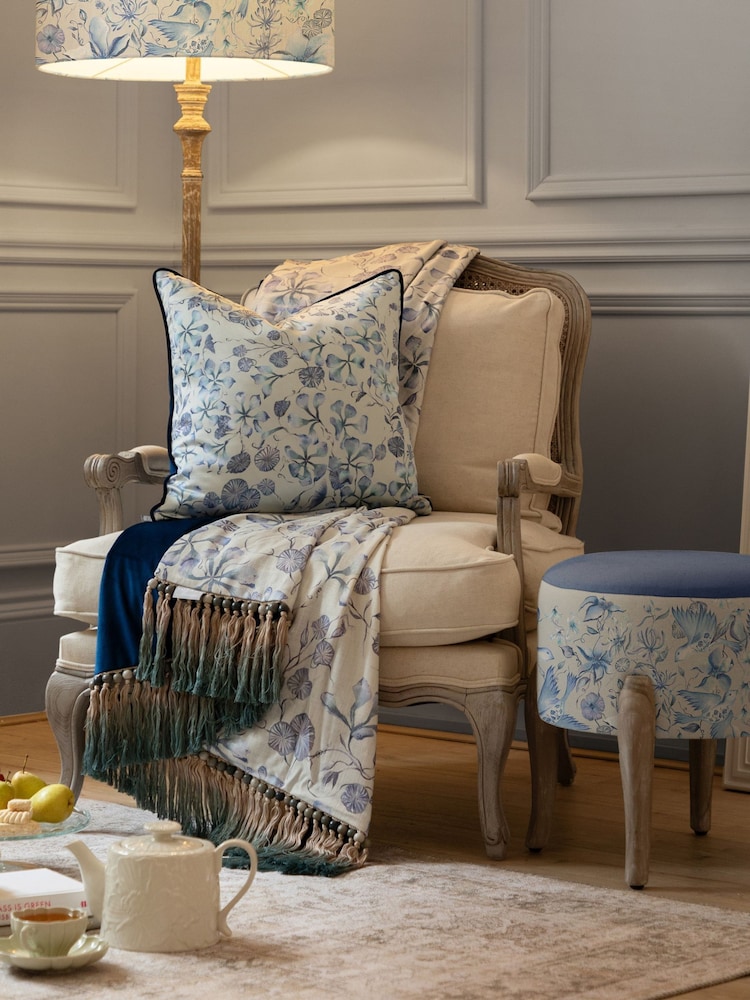 Buy Voyage Maison Blue Philipa Printed Piped Cushion from the Next UK ...