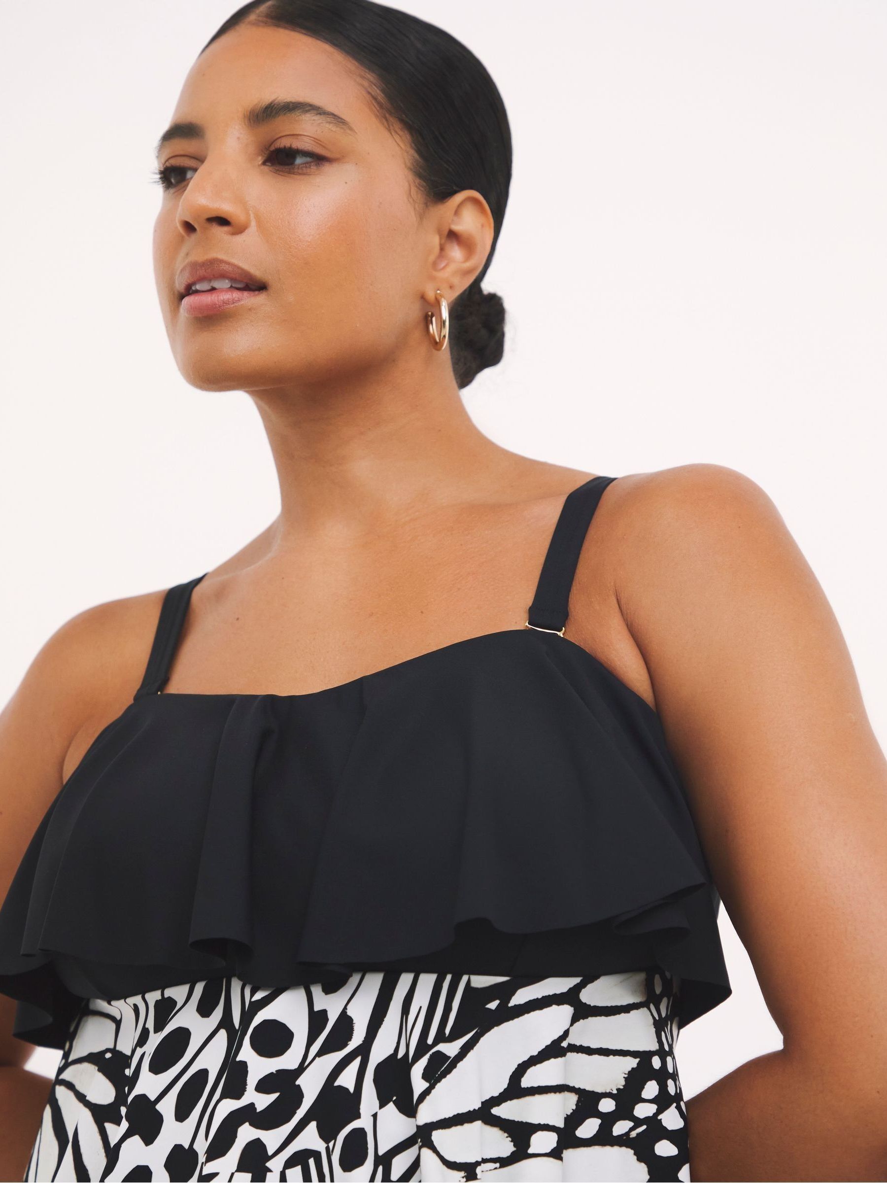 Buy Simply Be Black Magisculpt Tummy Control Ruffle Swimsuit from the ...