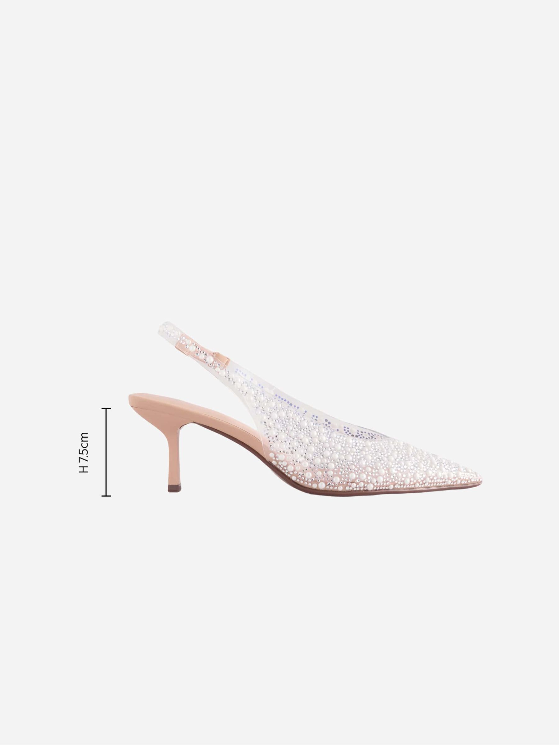 Buy White Forever Comfort® Point Toe Vinyl Jewel Detail Sling Back ...