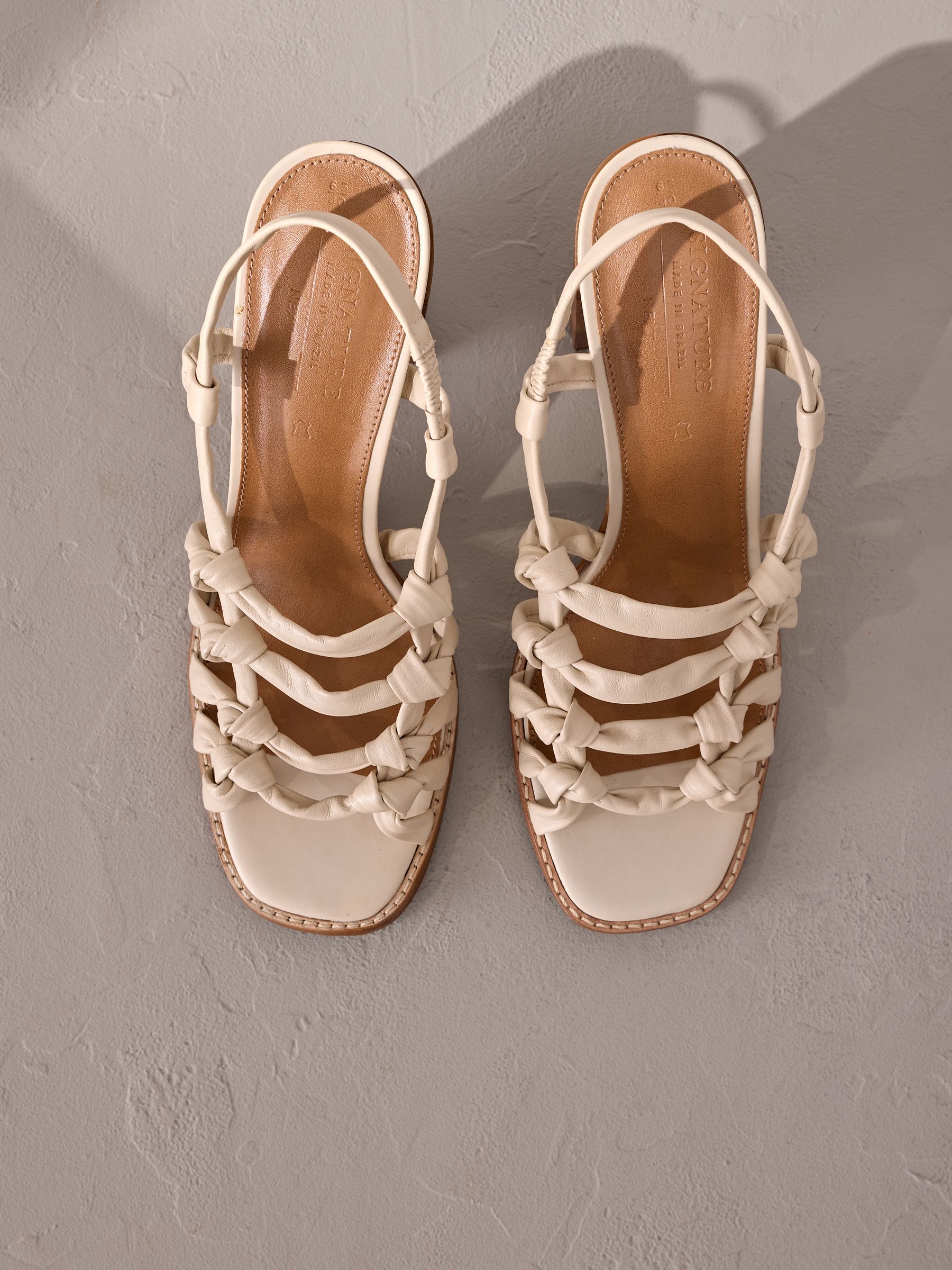 Buy Bone Signature Premium Leather Square Toe Cage Slingback Block Heel ...
