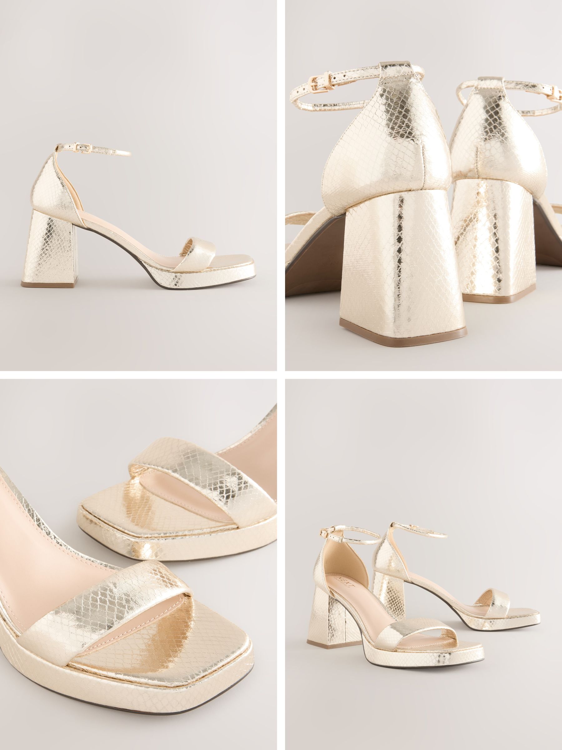 Buy Gold Square Toe Platform Flare Heels from the Next UK online shop