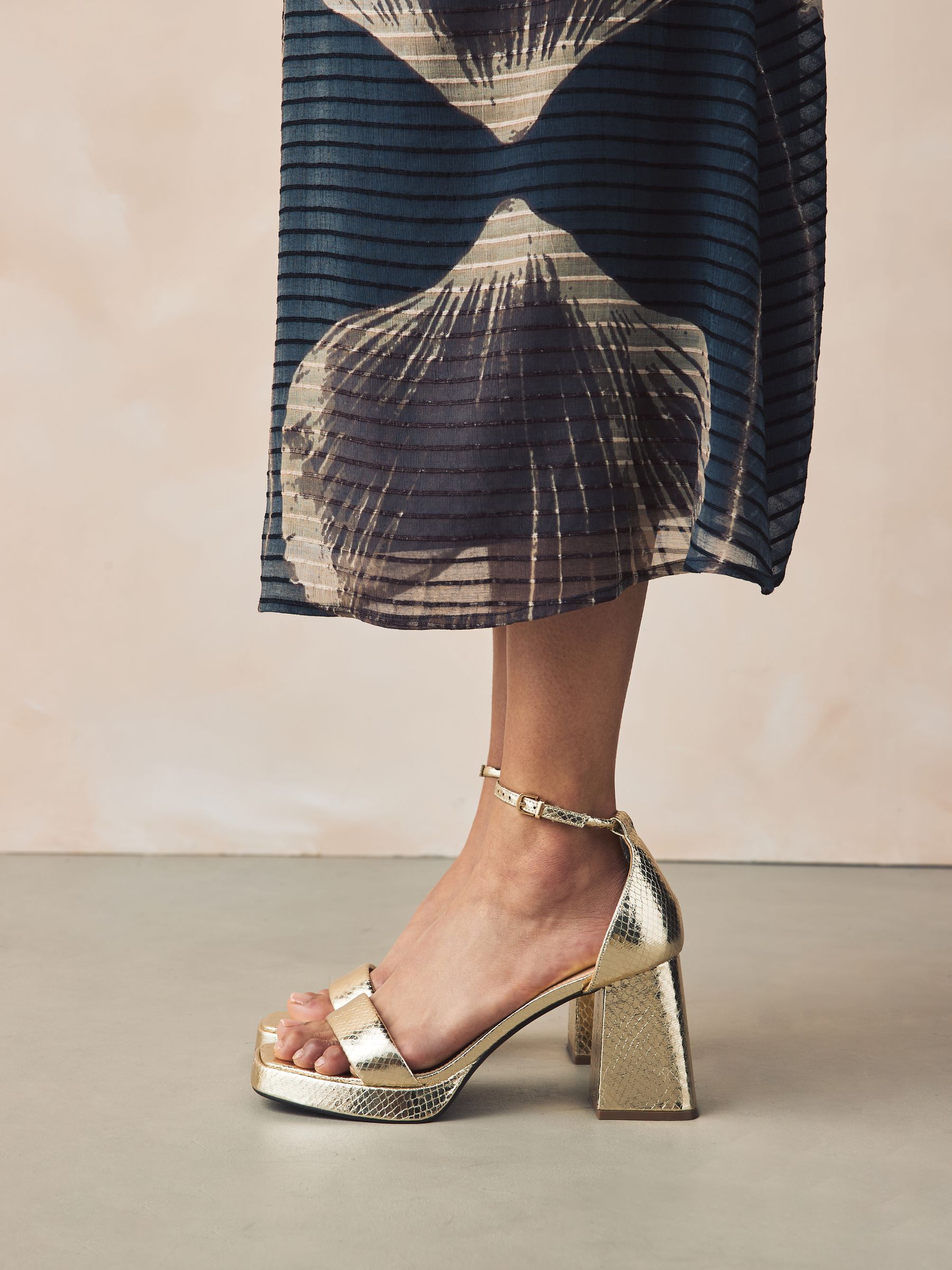 Buy Gold Square Toe Platform Flare Heels from the Next UK online shop