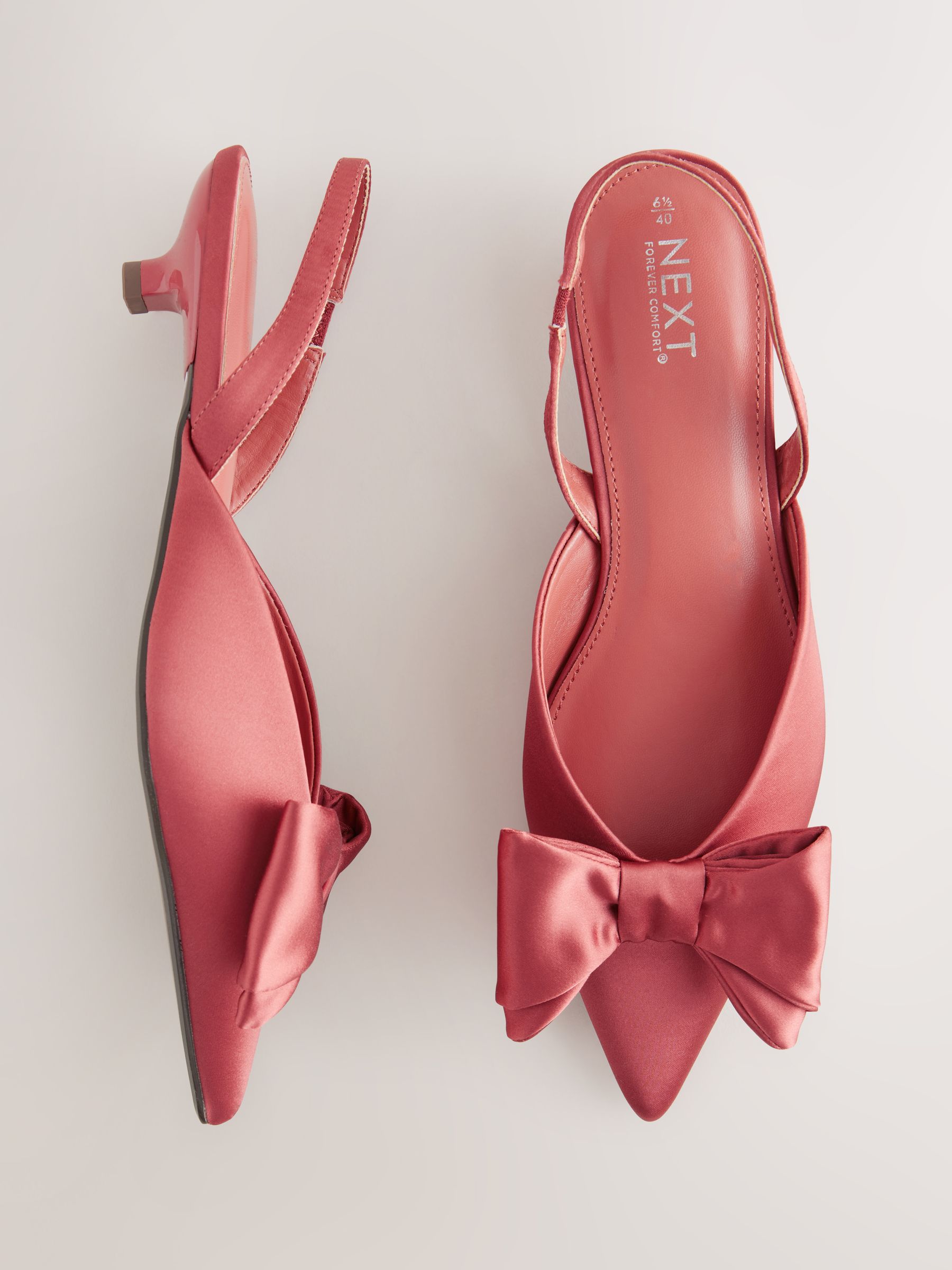 Buy Pink Point Toe Bow Slingback Kitten Heels Shoes from the Next UK ...
