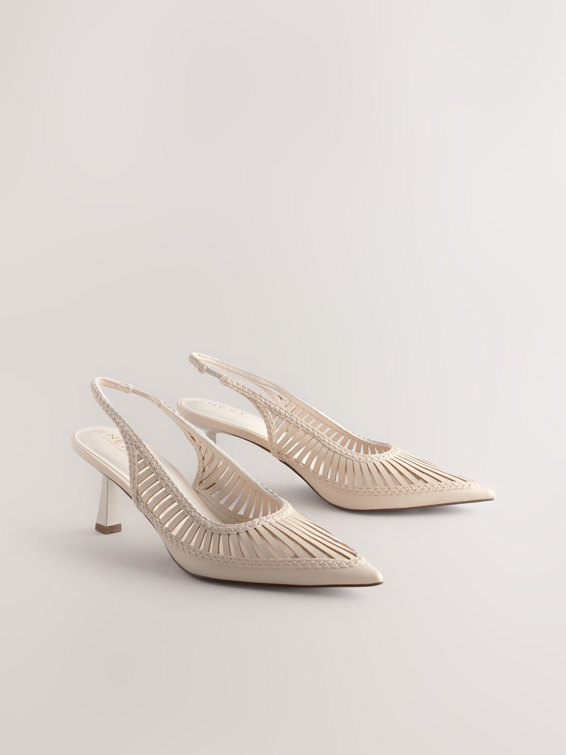 Buy Bone Forever Comfort® Point Toe Cut Out Detail Low Slingback Heels ...