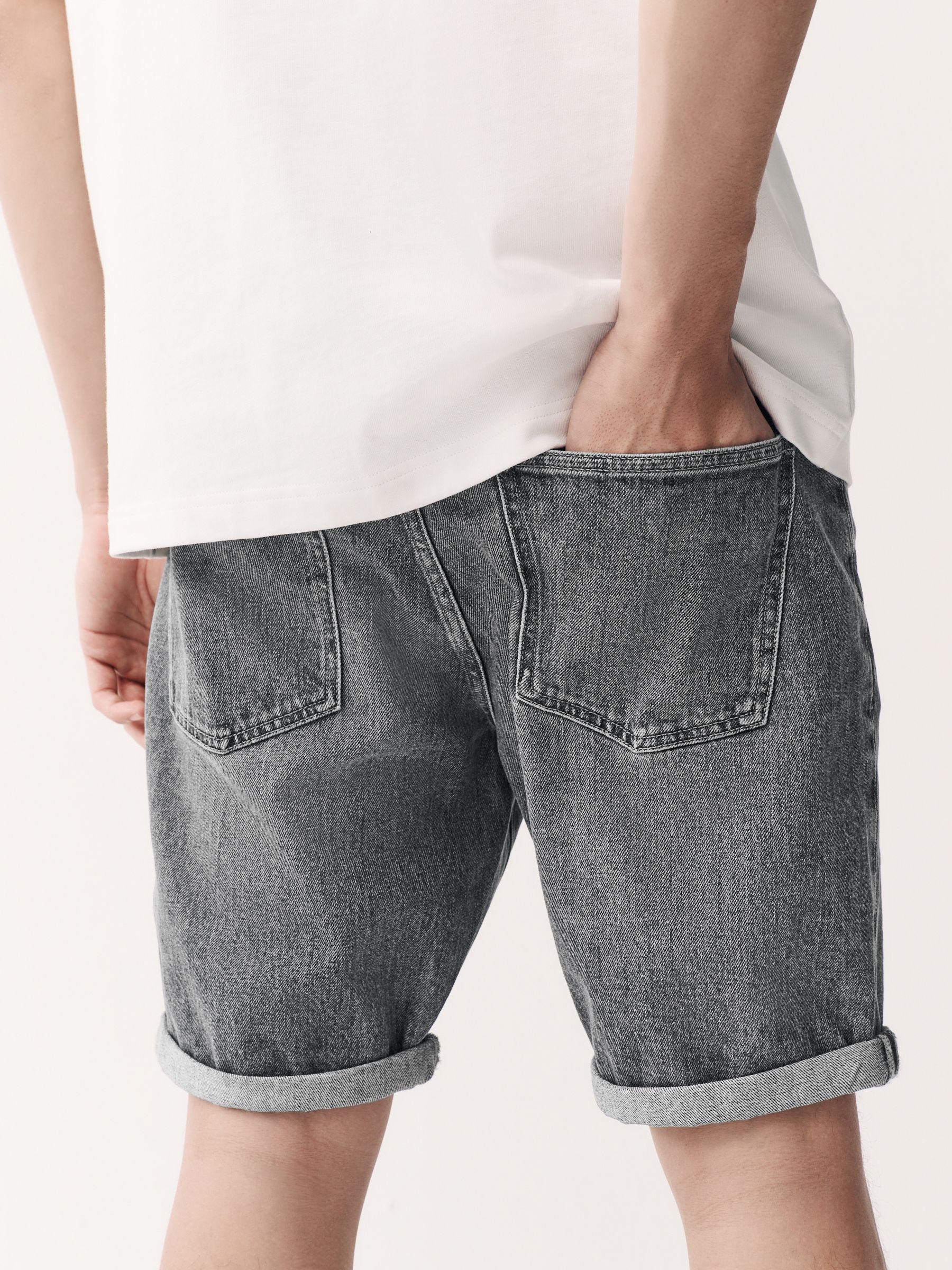Buy Grey Slim Fit Stretch Denim Shorts from the Next UK online shop