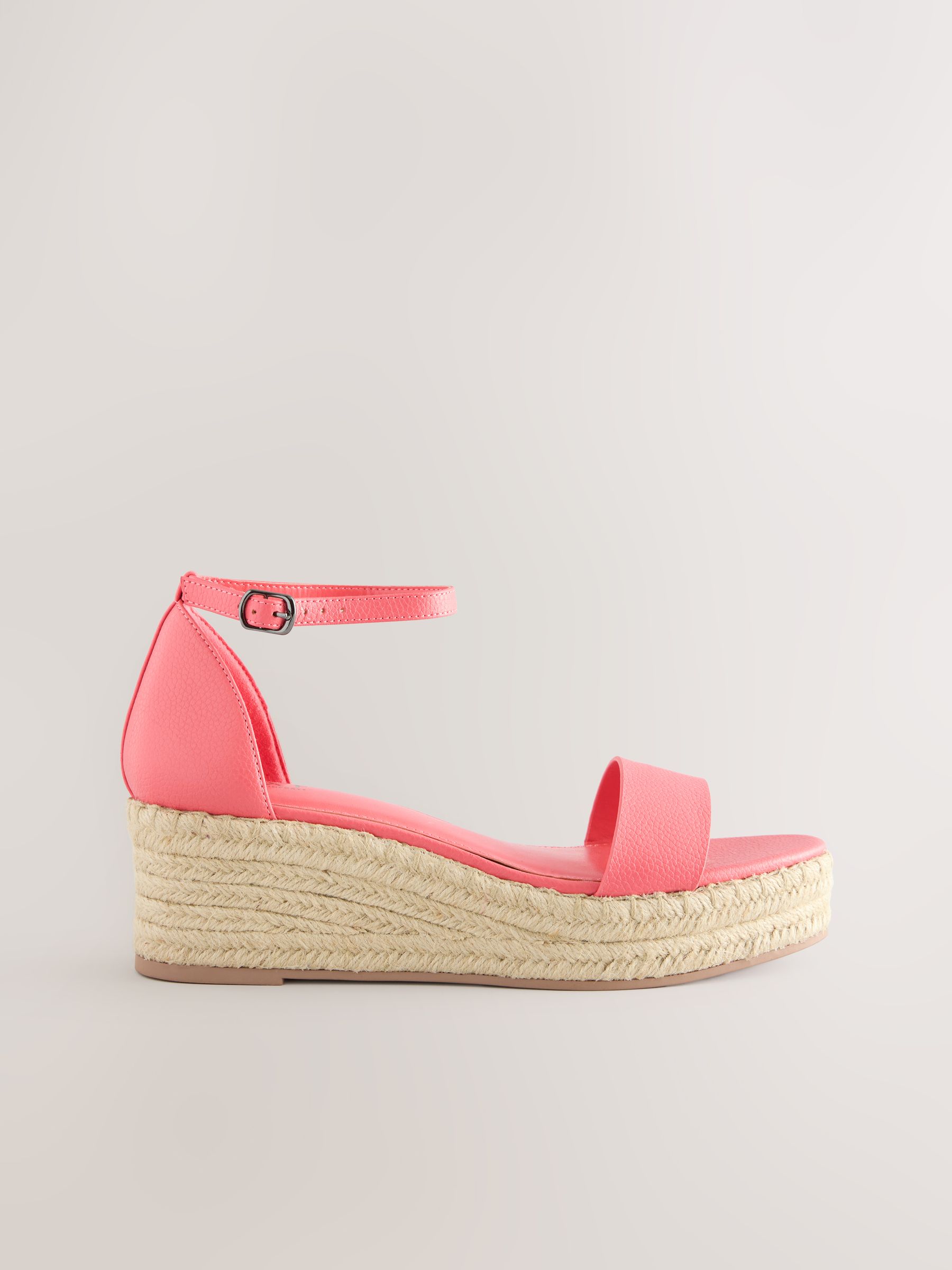 Buy Coral Pink Round Toe Flatform Espadrilles Wedges Sandals from the ...