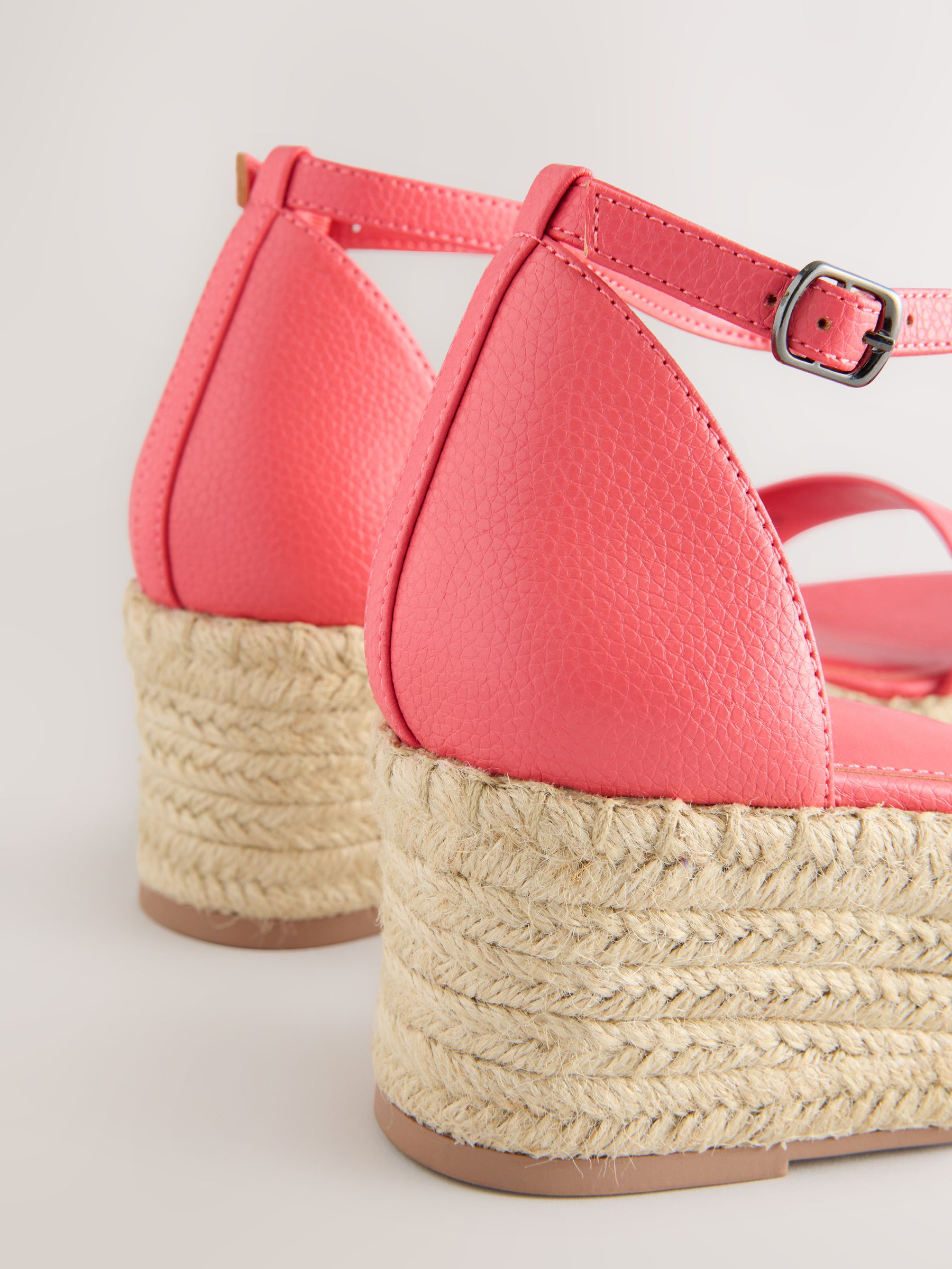 Buy Coral Pink Round Toe Flatform Espadrilles Wedges Sandals from the ...