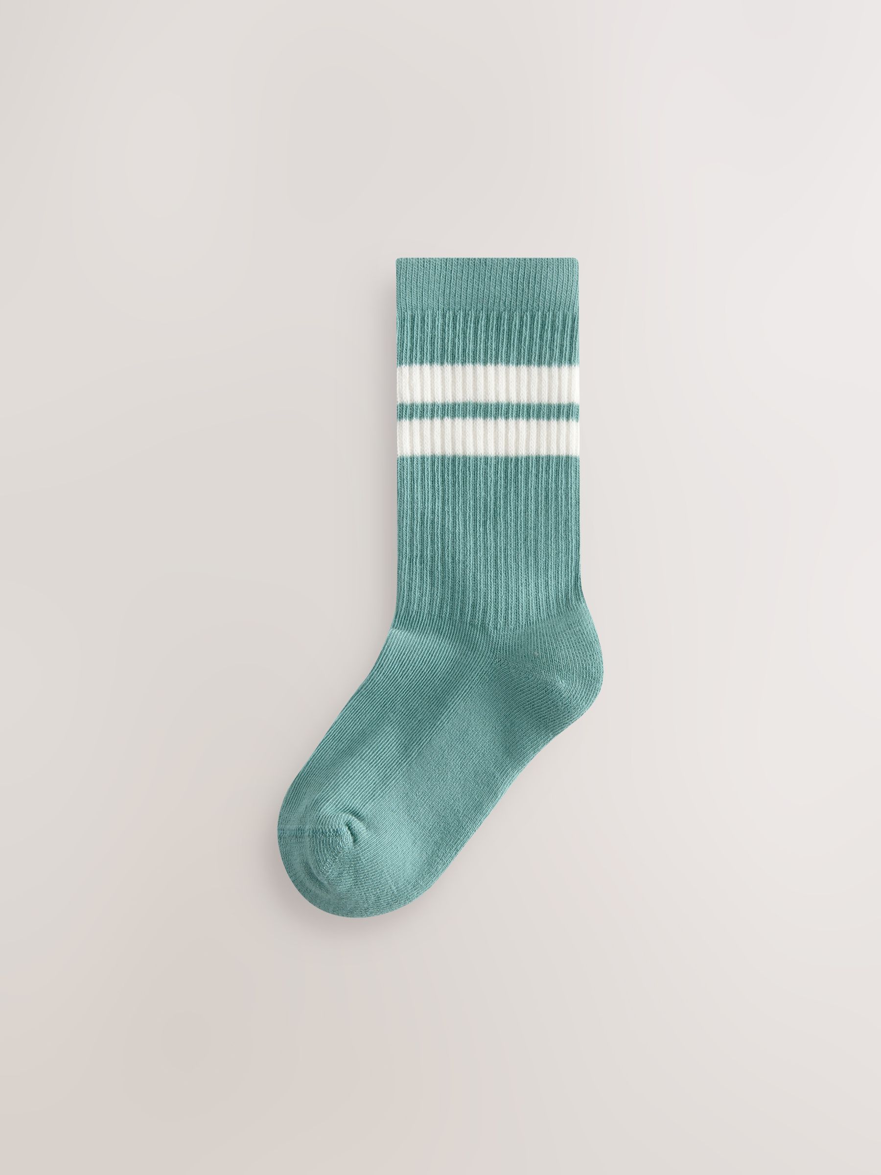 Buy Ecru/Blue/Mineral Cushioned Footbed Cotton Rich Ribbed Tipped Socks ...