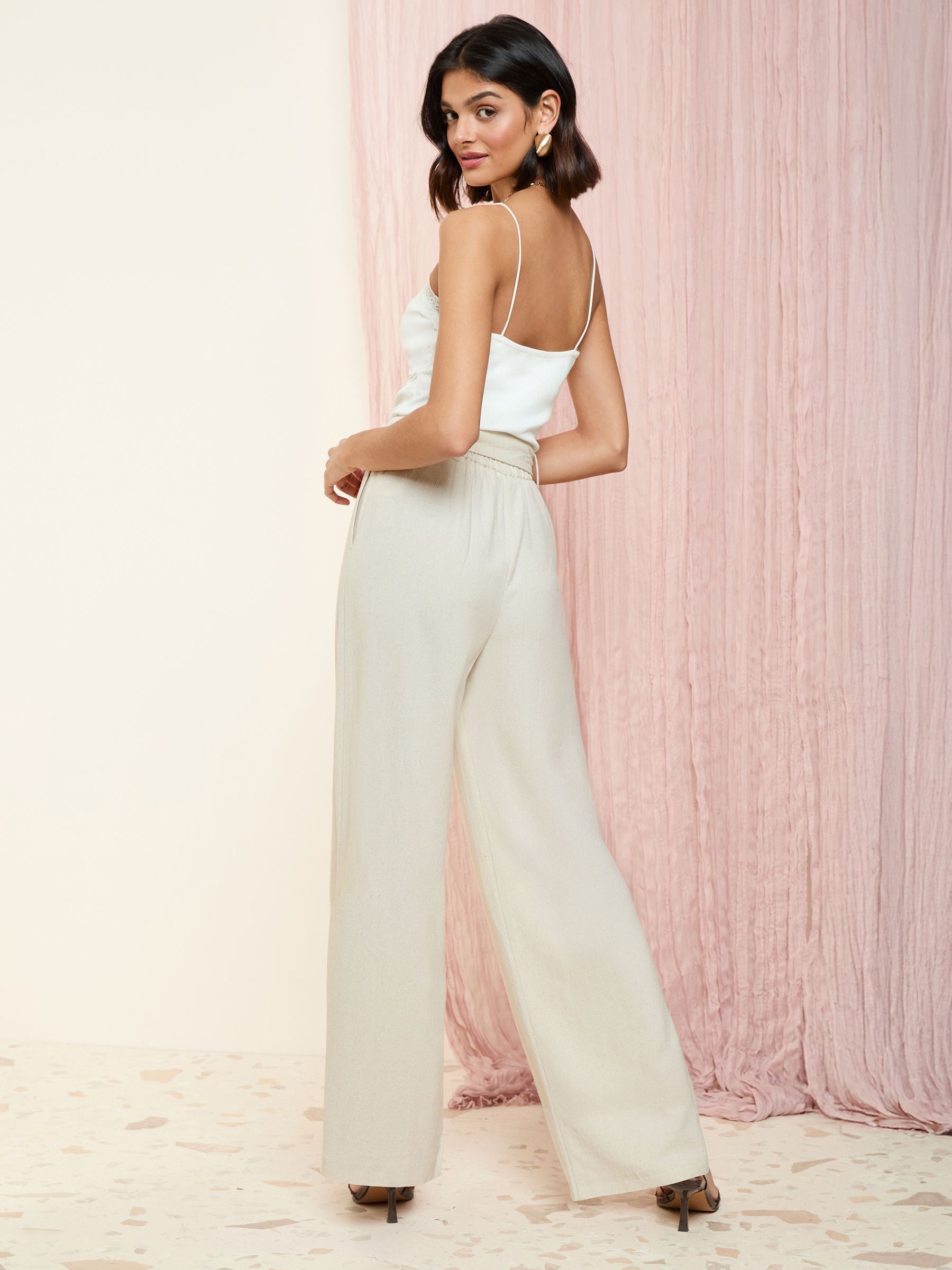 Buy Friends Like These Ivory Wide Leg Tailored Trousers With Linen from ...