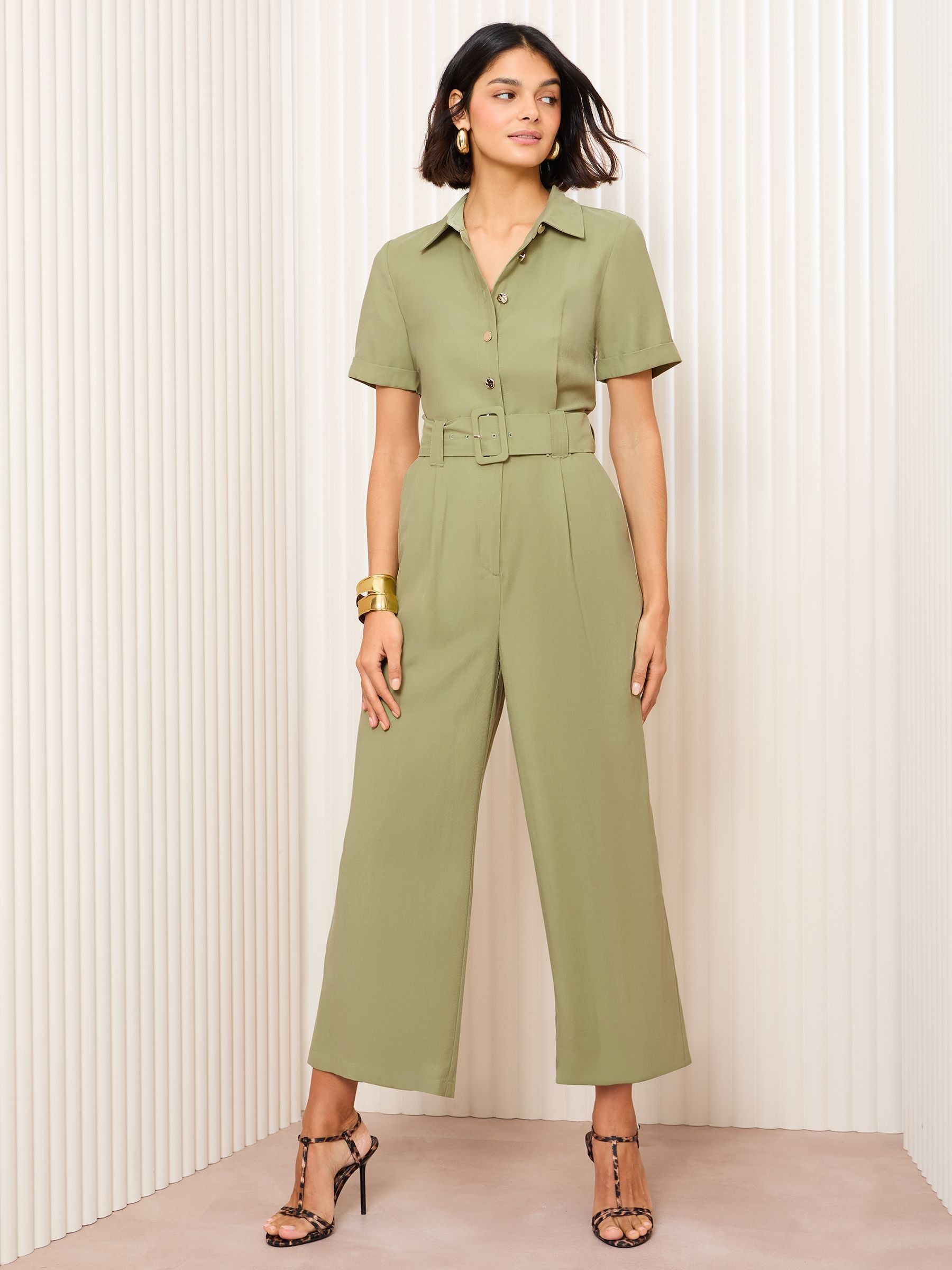 Buy Friends Like These Green Short Sleeve Utility Tailored Jumpsuit ...
