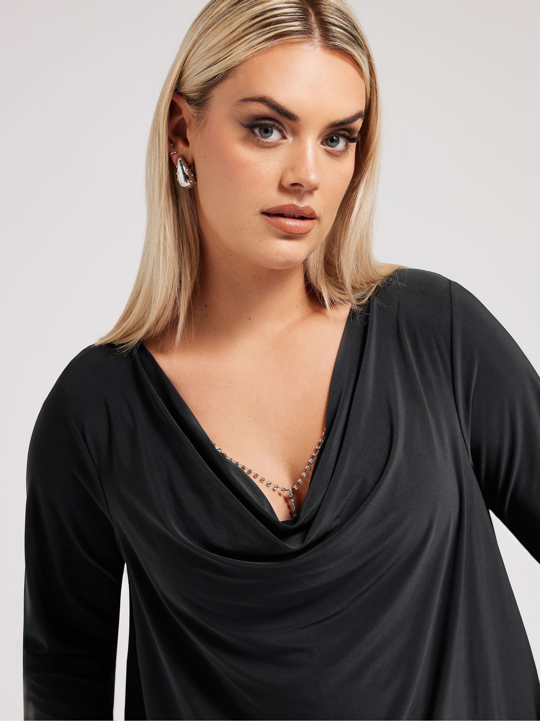 Buy Yours Curve Black London Diamante Trim Cowl Top from the Next UK ...