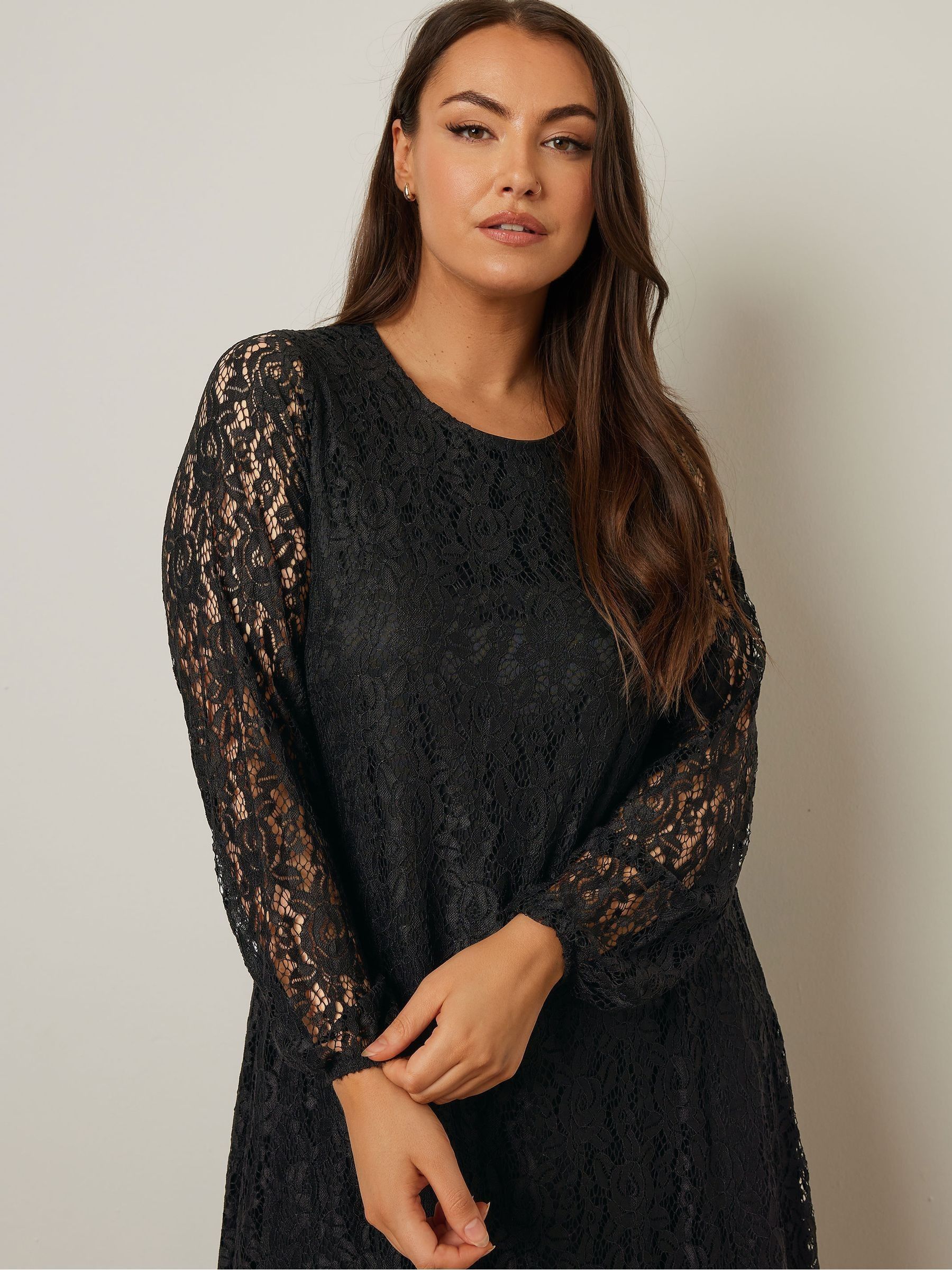 Buy Yours Curve Black Lace Maxi Dress from the Next UK online shop