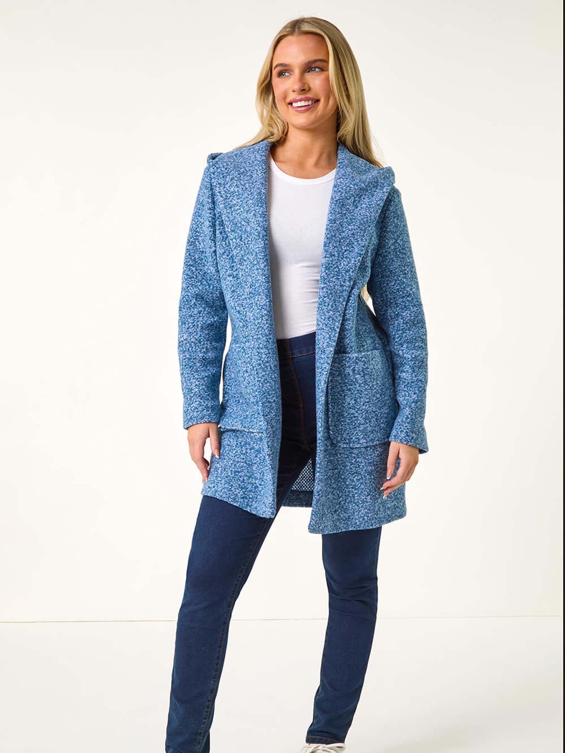 Buy Roman Blue Petite Hooded Edge to Edge Coatigan from the Next UK ...