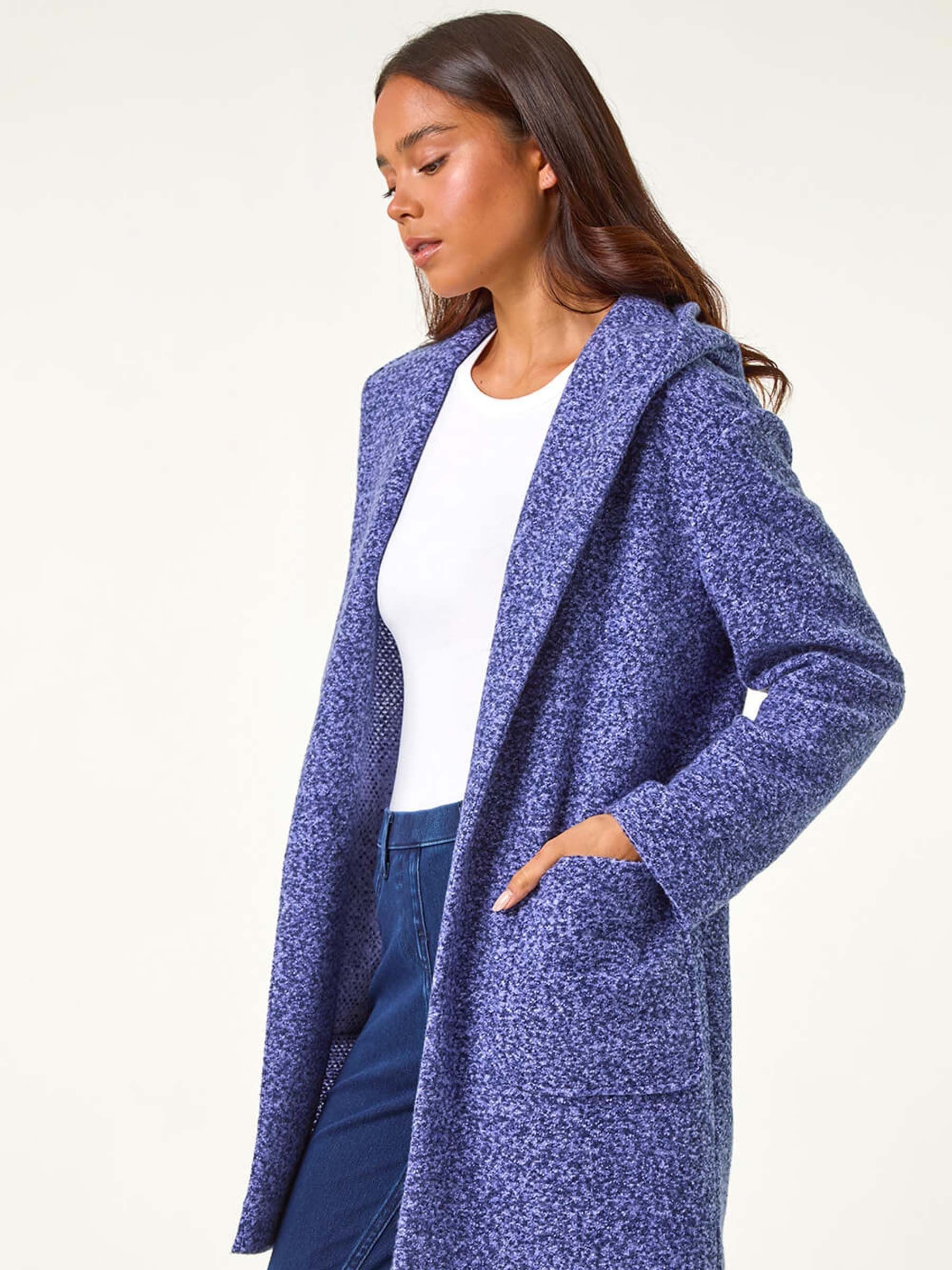 Buy Roman Blue Petite Hooded Edge to Edge Coatigan from the Next UK ...