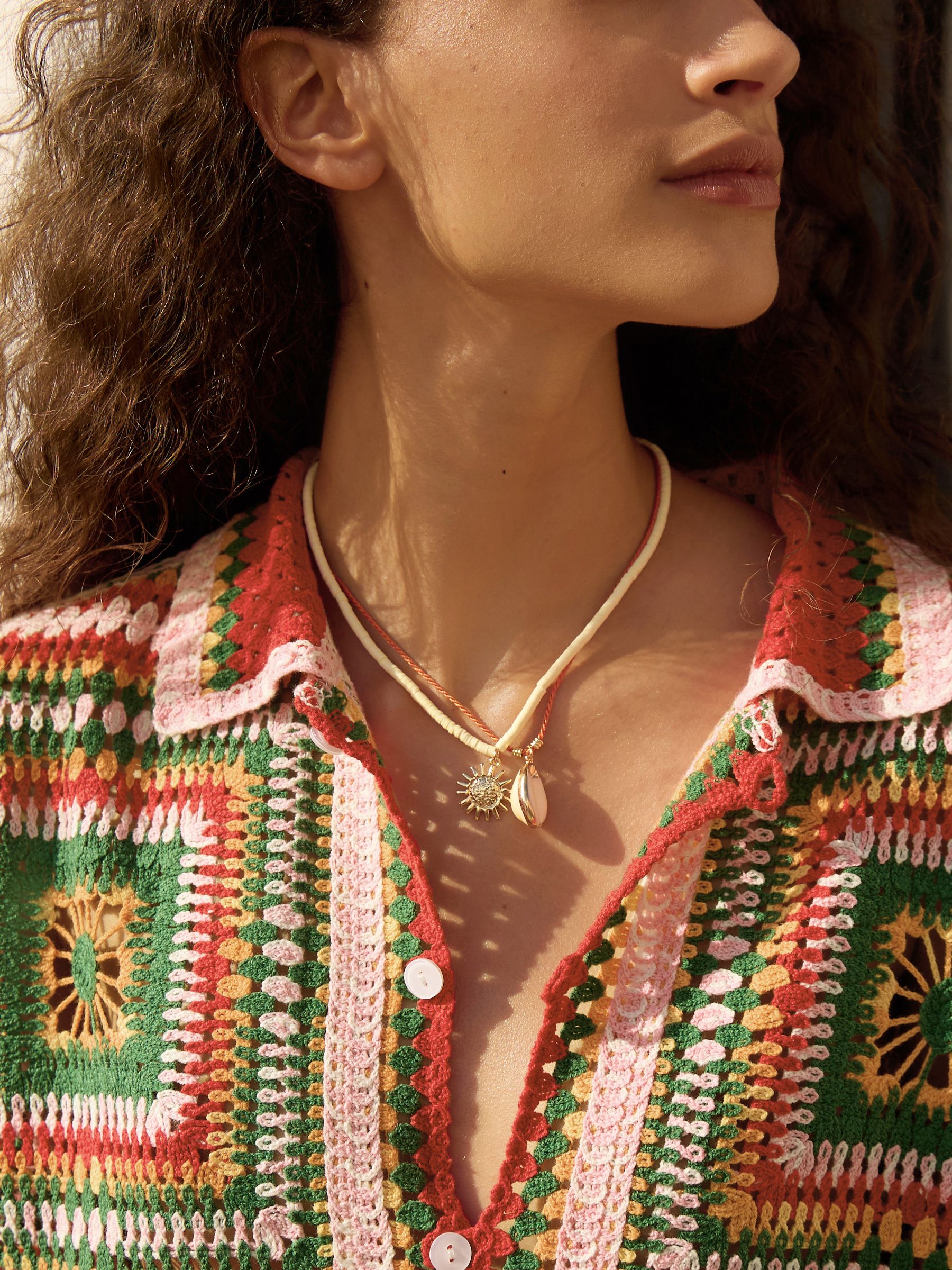 Buy Bright Multi Wave Crochet Collared Short Sleeve Shirt from the Next ...