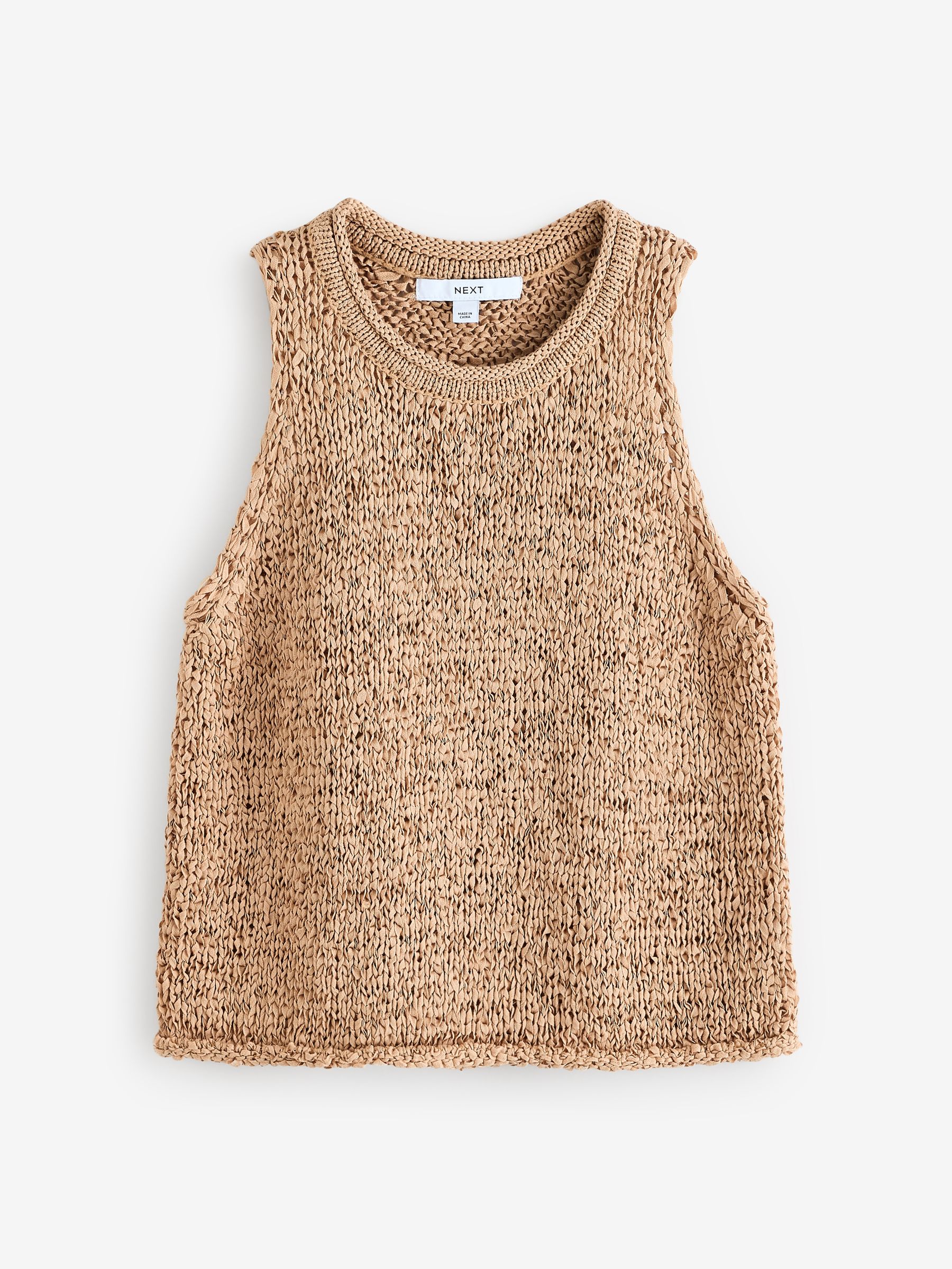 Buy Neutral Knitted Stitch Crew Neck Vest from the Next UK online shop
