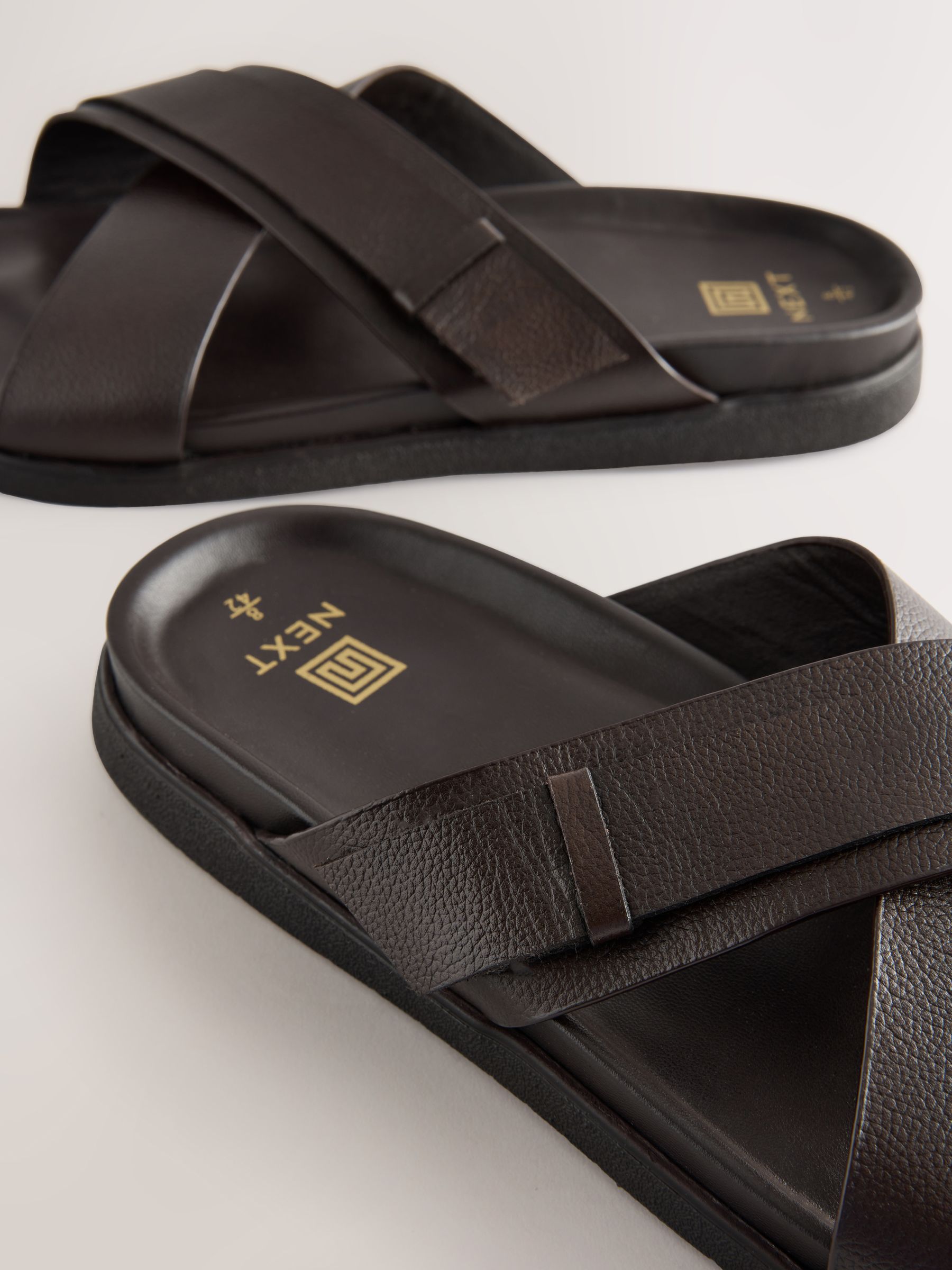 Buy Brown Leather Slip-On Sandals from Next United Arab Emirates