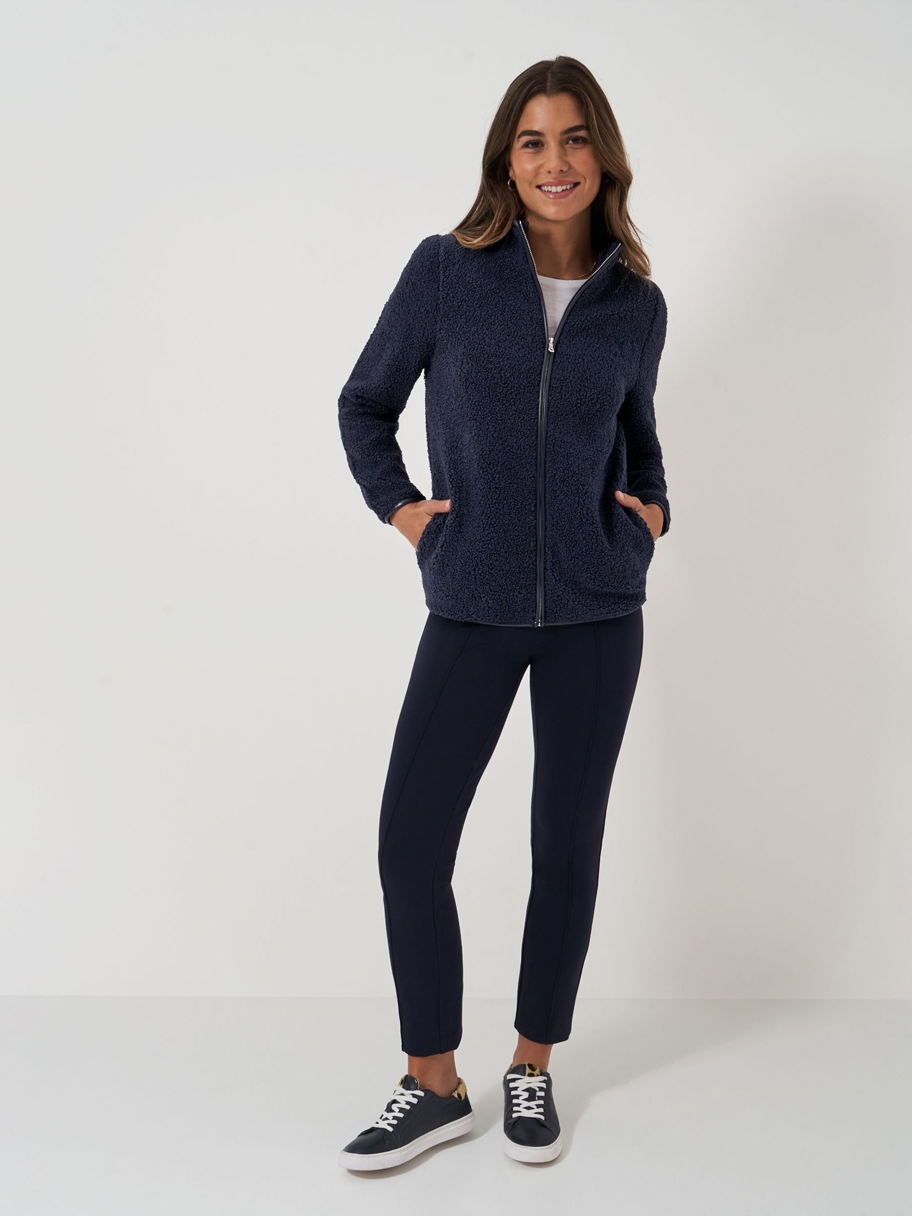 Buy Crew Clothing Blue Crew Clothing Company Natural Borg Zip Through ...