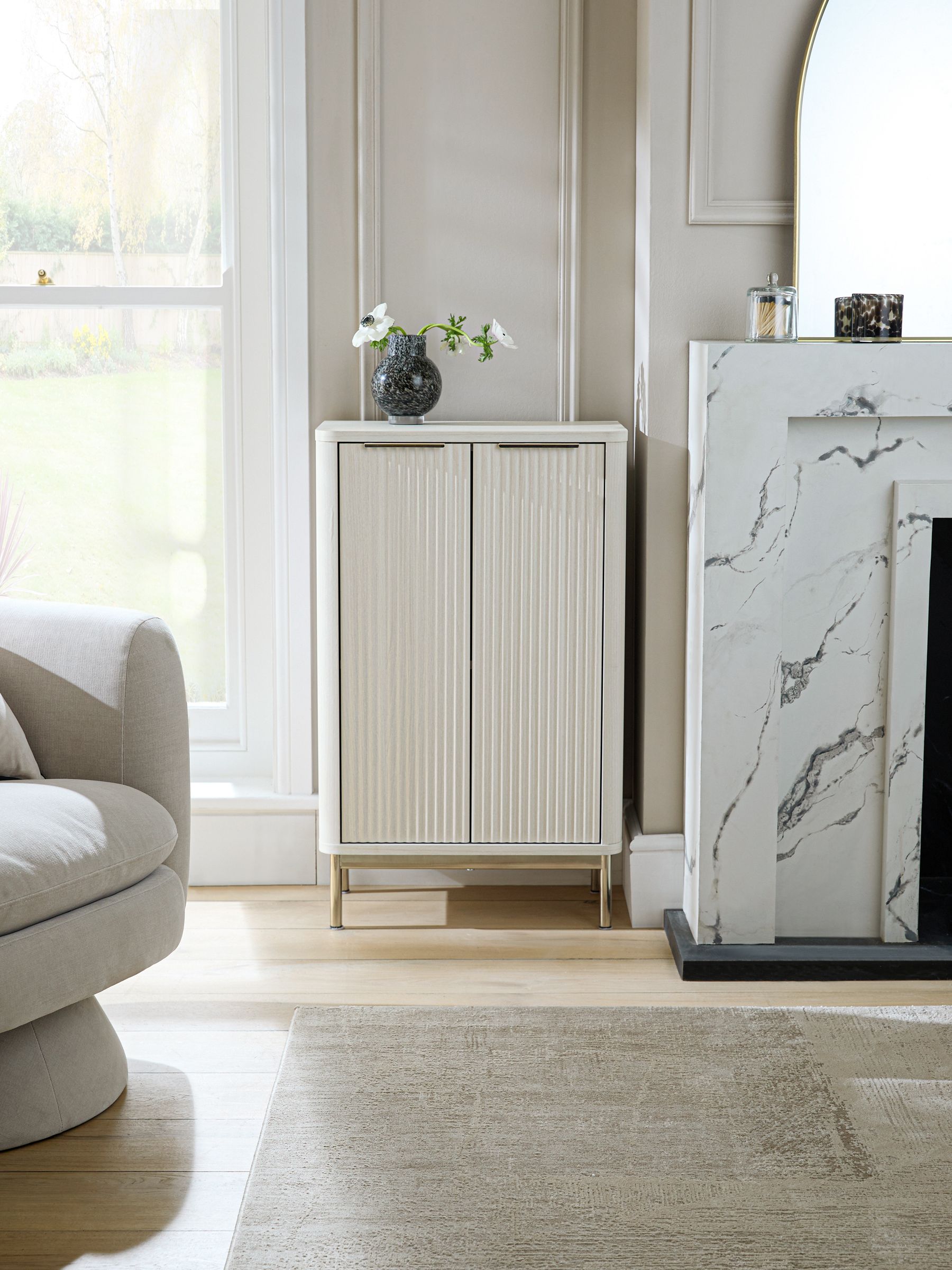 Buy White Emilie Ribbed Space Saving Small Sideboard from the Next UK ...