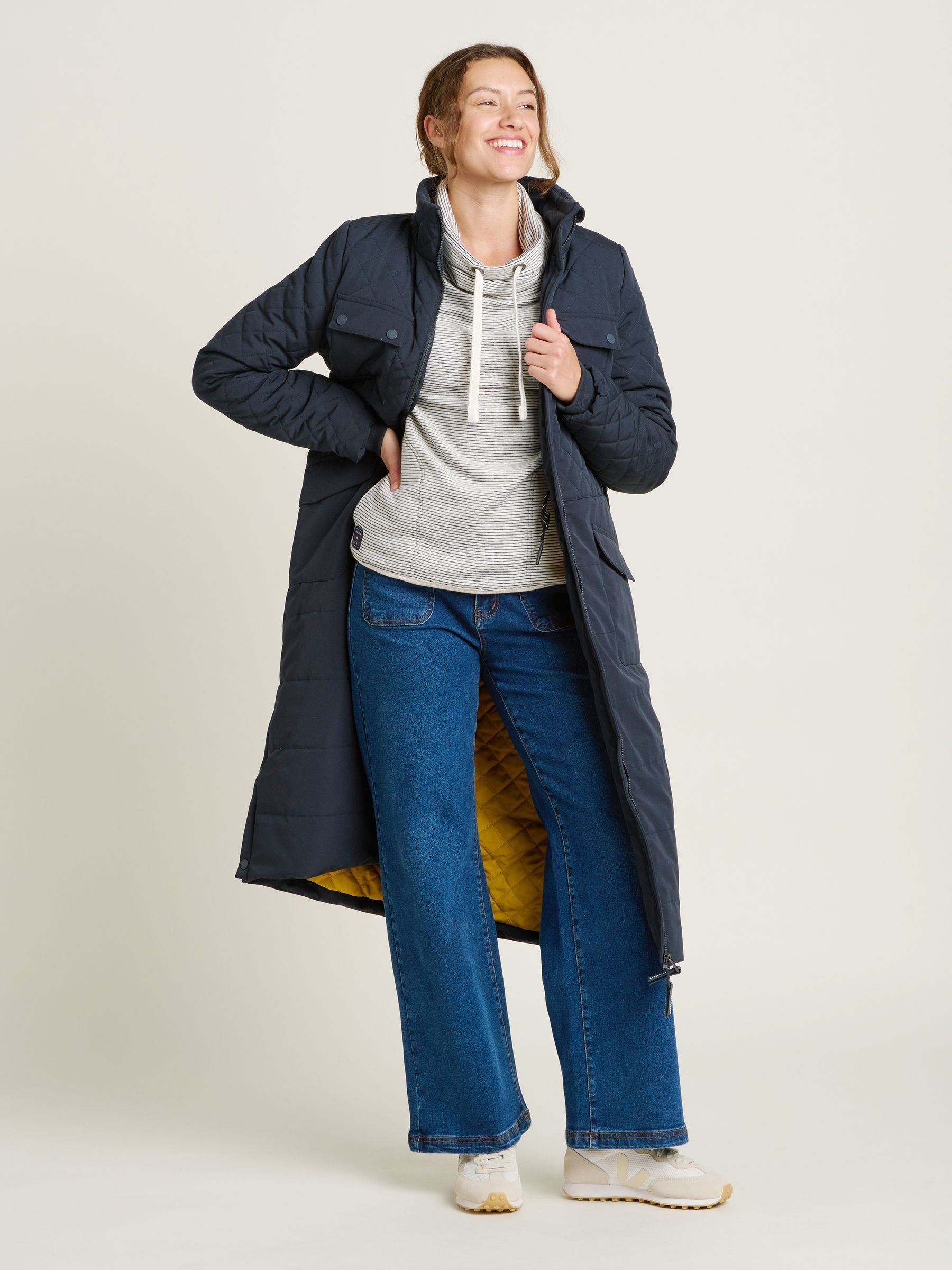 Buy Brakeburn Blue Matravers Quilted Long Line Coat from Next Ireland