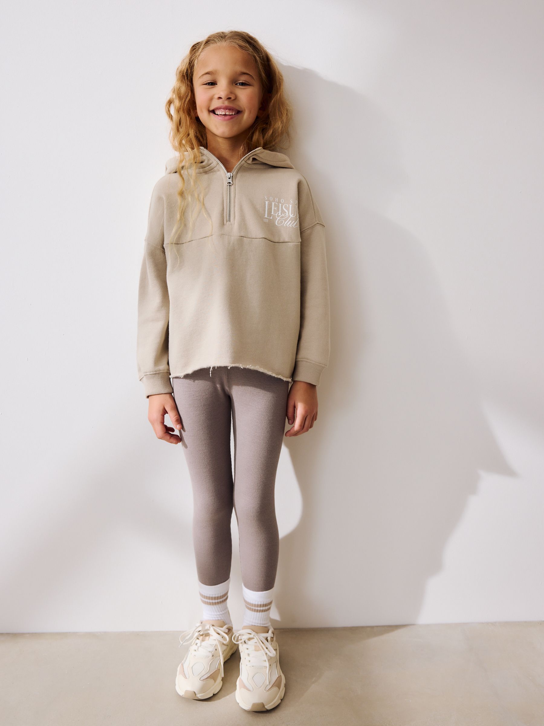 Buy Beige Slogan Hoodie And Leggings Set (3-16yrs) from the Next UK ...