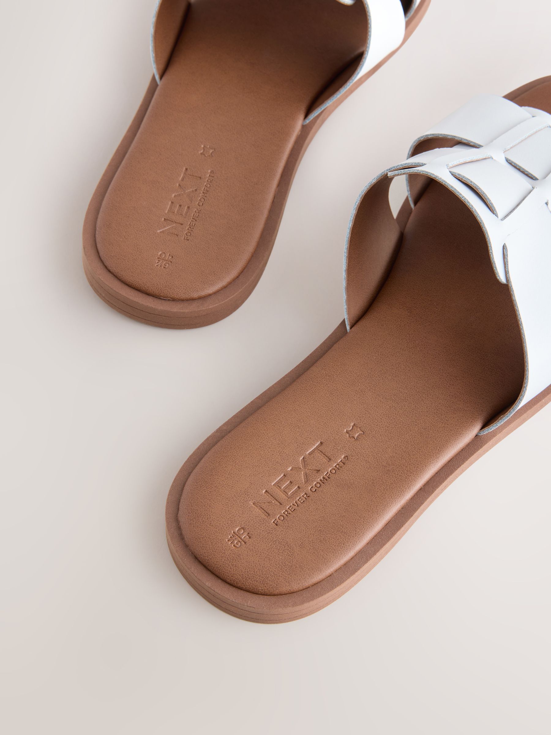 Buy White Leather Standard/Wide Fit Slot Mule Sandals from the Next UK ...