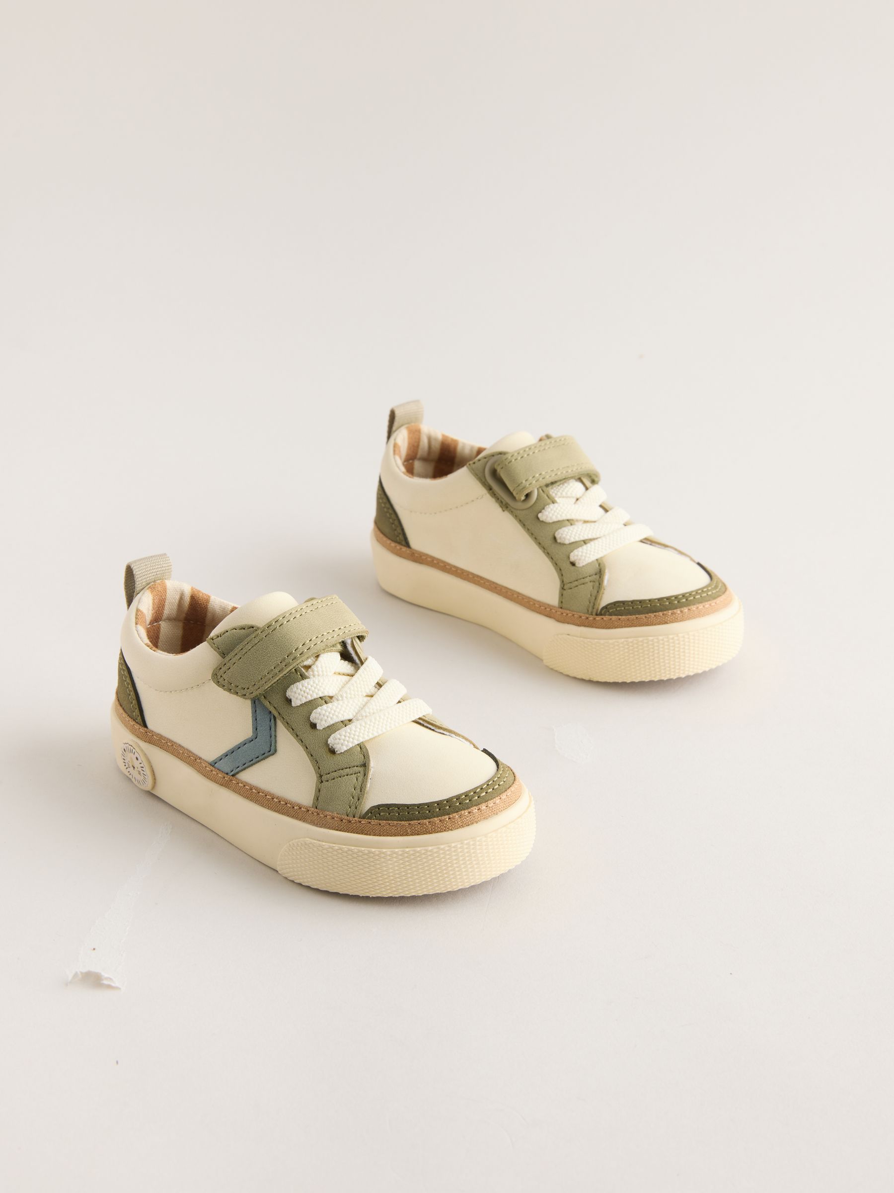 Buy Neutral Wide Fit (G) Touch Fastening Chevron Trainers from the Next ...