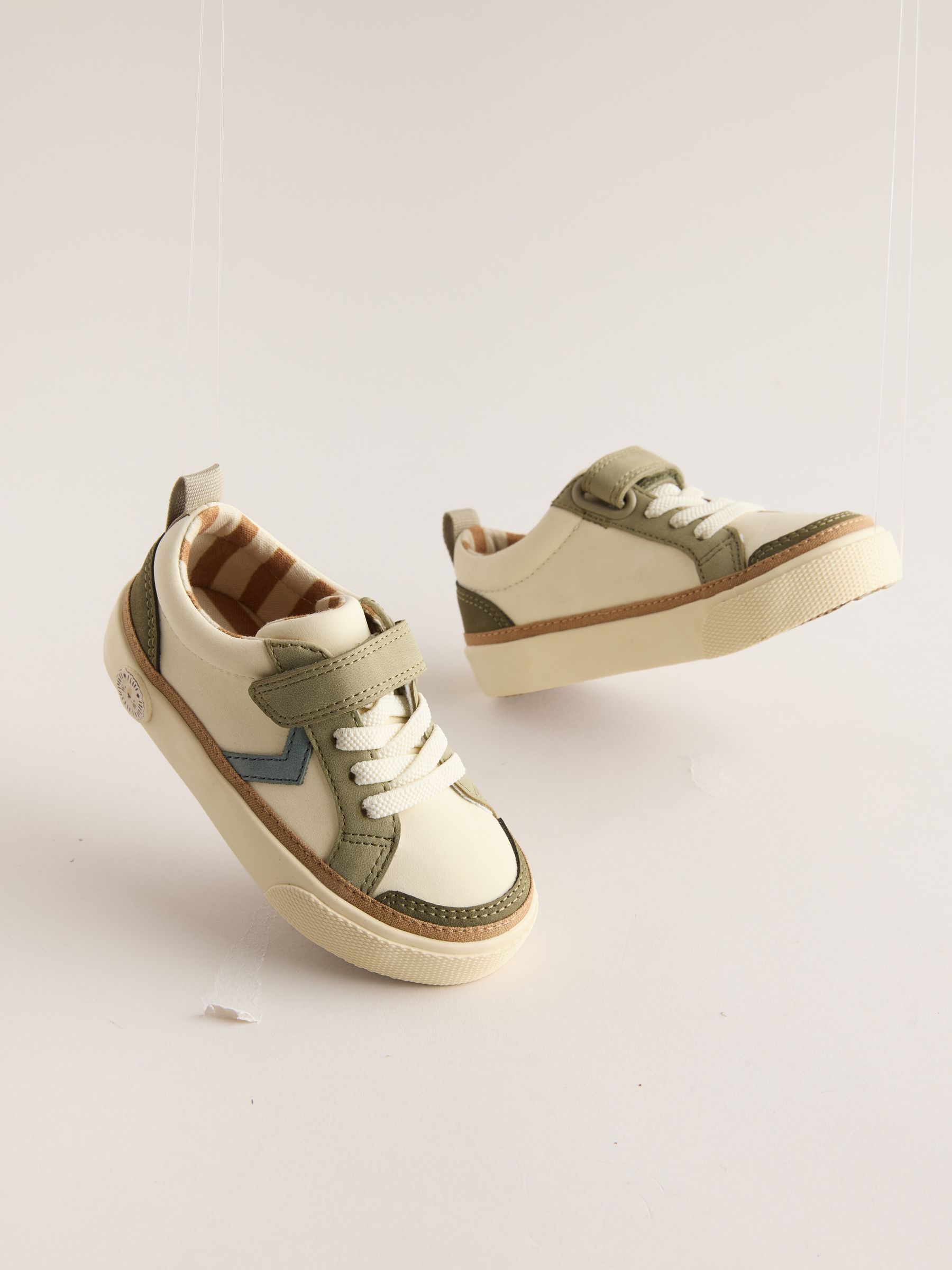 Buy Neutral Wide Fit (G) Touch Fastening Chevron Trainers from the Next ...