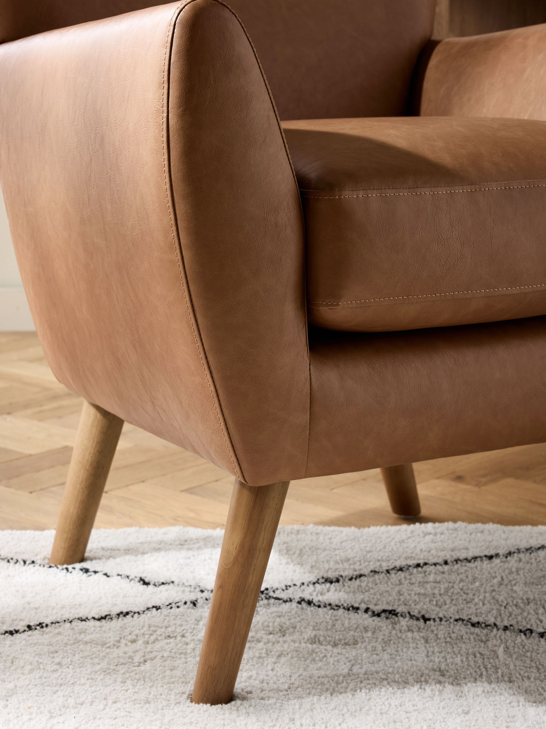Buy Vintaged Faux Leather Light Brown Wilson Highback Armchair from the ...