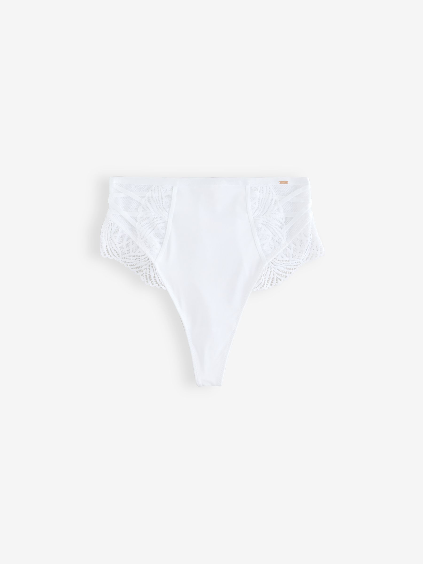 Buy Lipsy White Geo Lace High Waist Tummy Control Thong from the Next ...