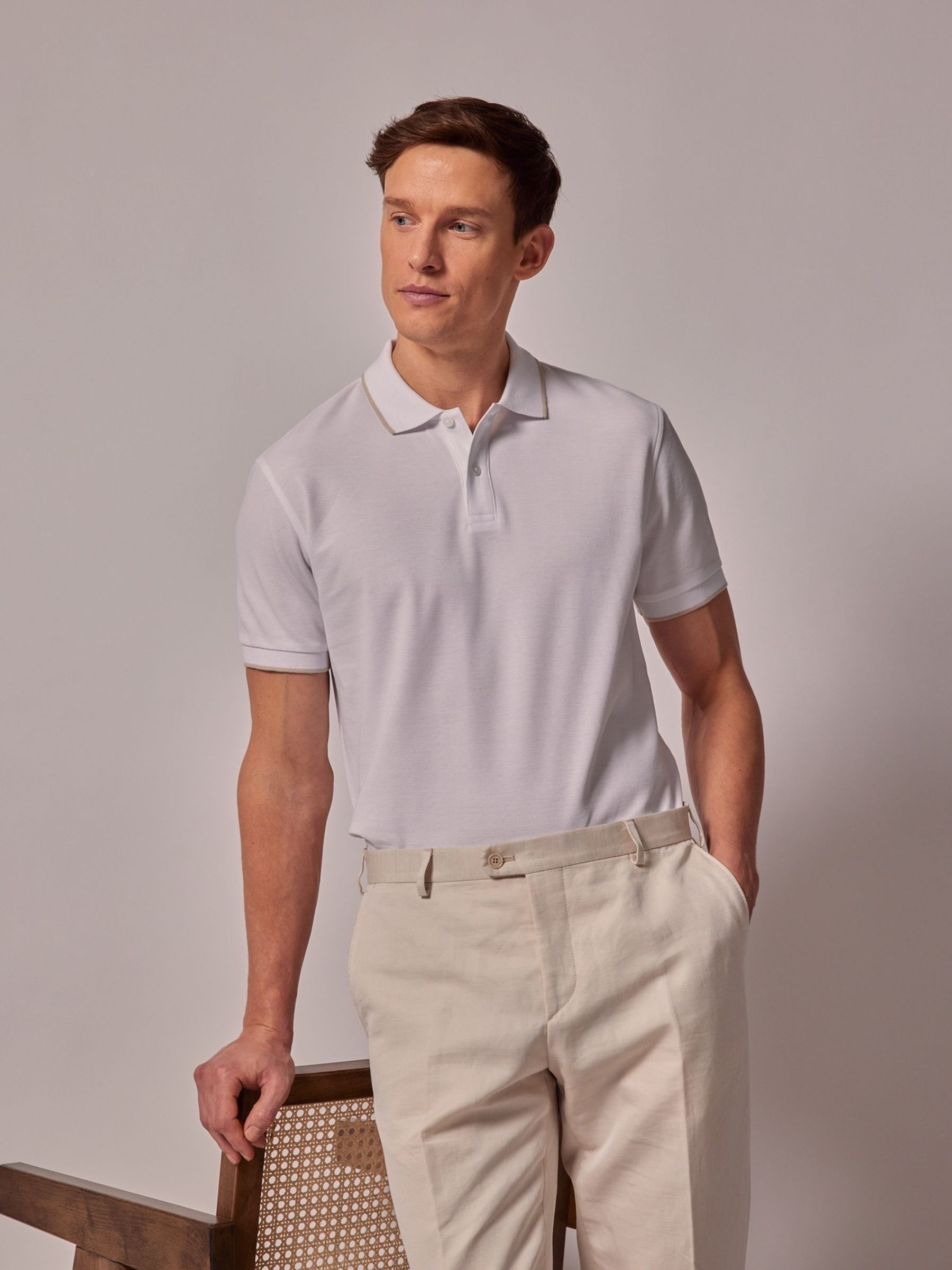 Buy Hawes & Curtis Tipped Mercerised White Polo Shirt from Next South ...