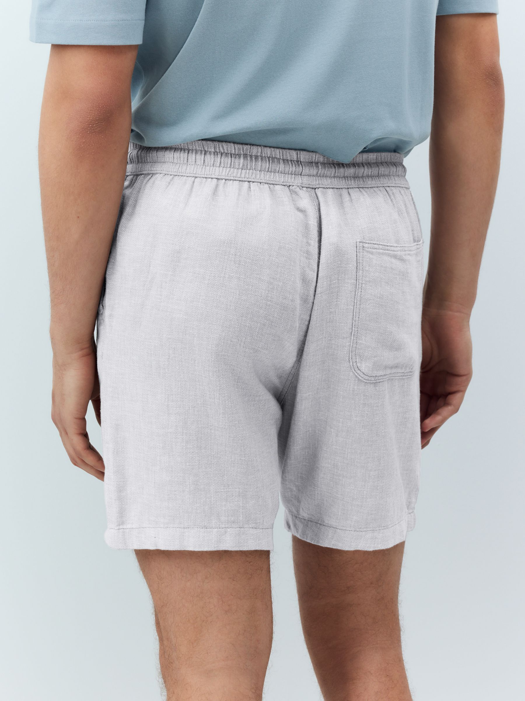 Buy Grey Linen Blend Elasticated Waist Shorts from the Next UK online shop
