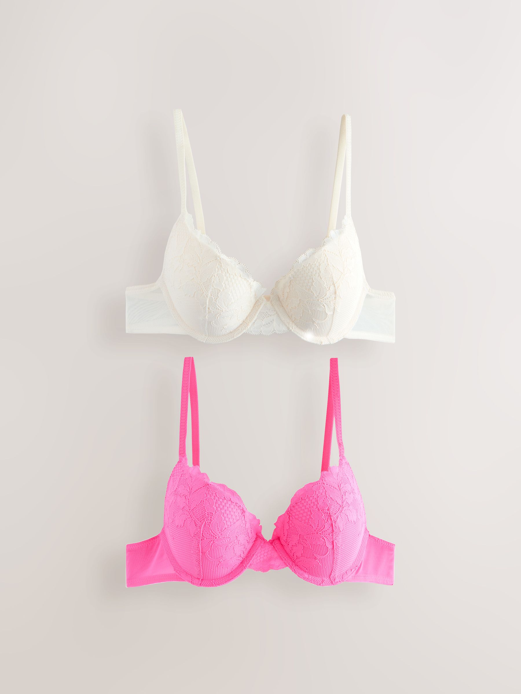 Buy Pink/Cream Lace Bras 2 Pack from the Next UK online shop
