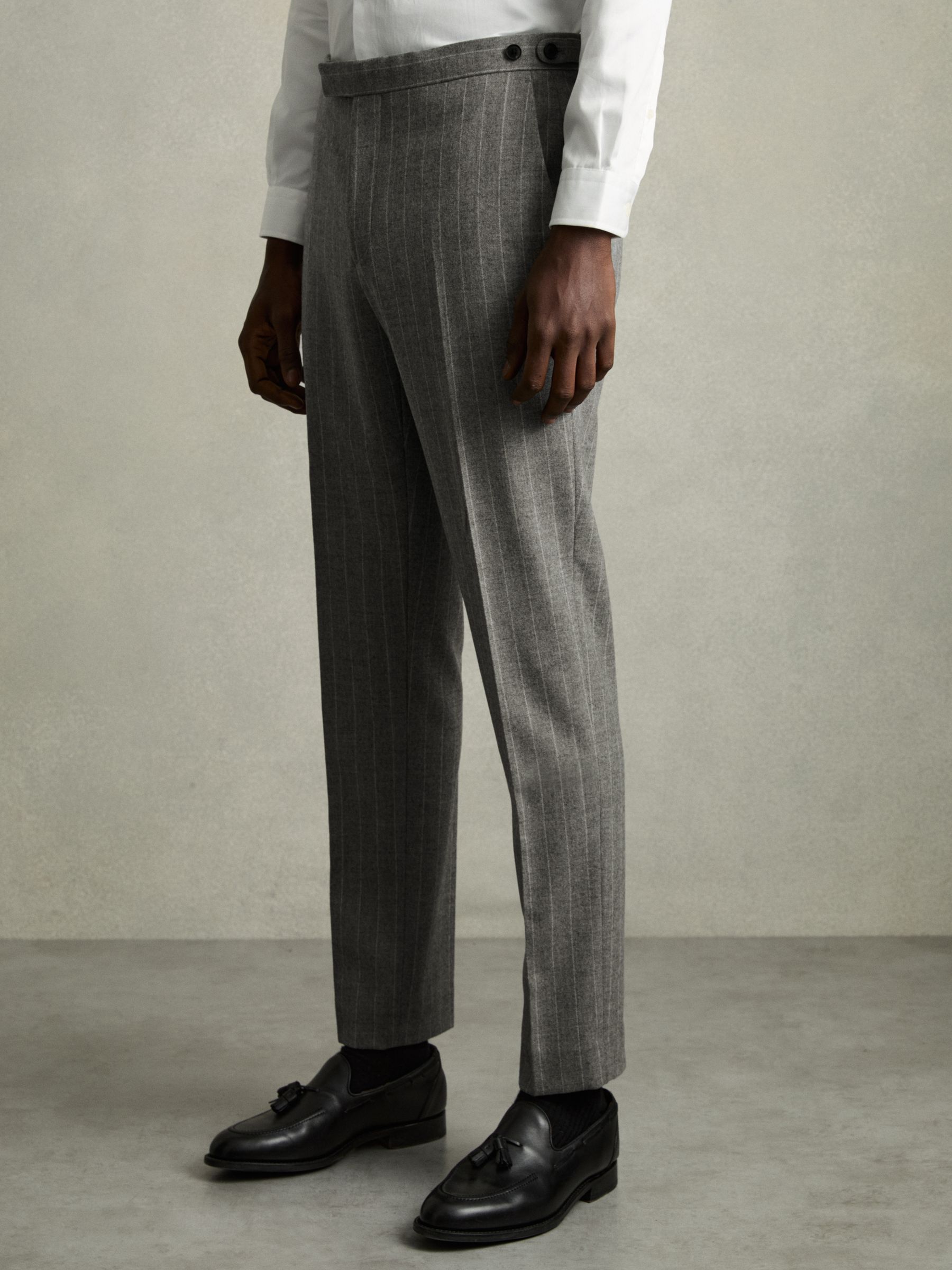 Buy Reiss Soft Grey Lab Slim-Fit Pinstripe Suit Trousers from the Next ...