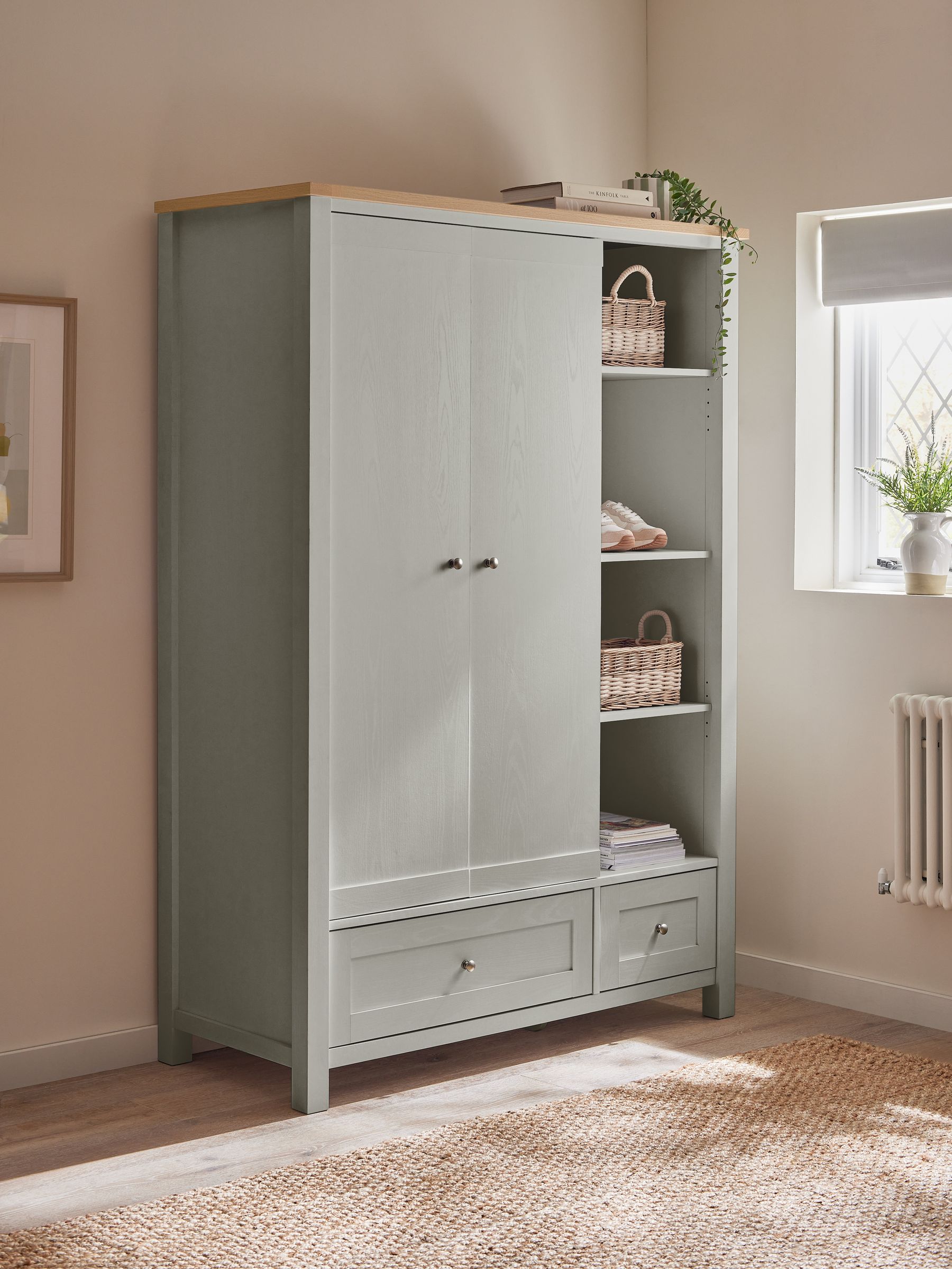 Buy Dove Grey Malvern Statement Oak Effect Double, 3 drawers Wardrobe ...