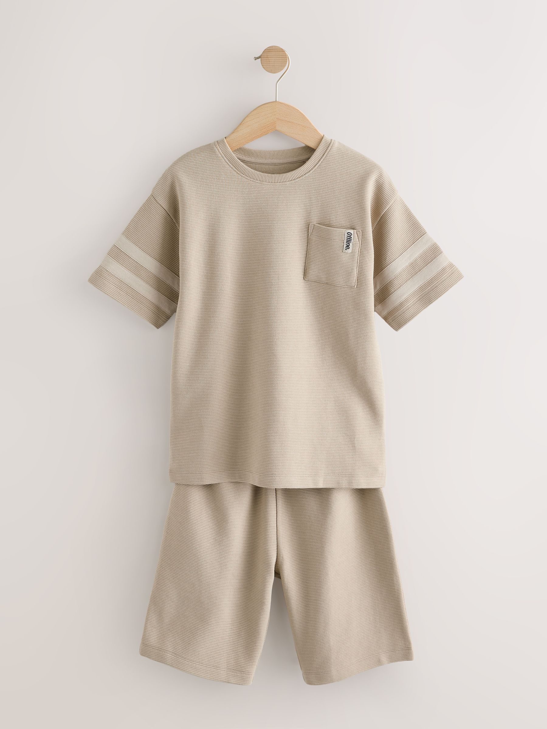 Buy Stone/ Navy Blue 100% Cotton Short Pyjamas 2 Pack (3-16yrs) from ...