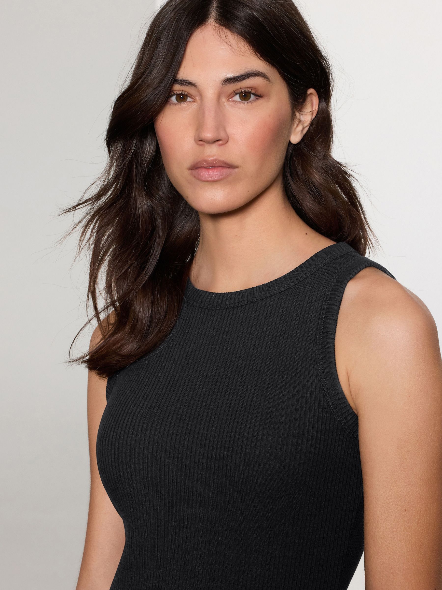 Buy Black Ribbed Racer Back Sleeveless Maxi Length Dress from the Next ...