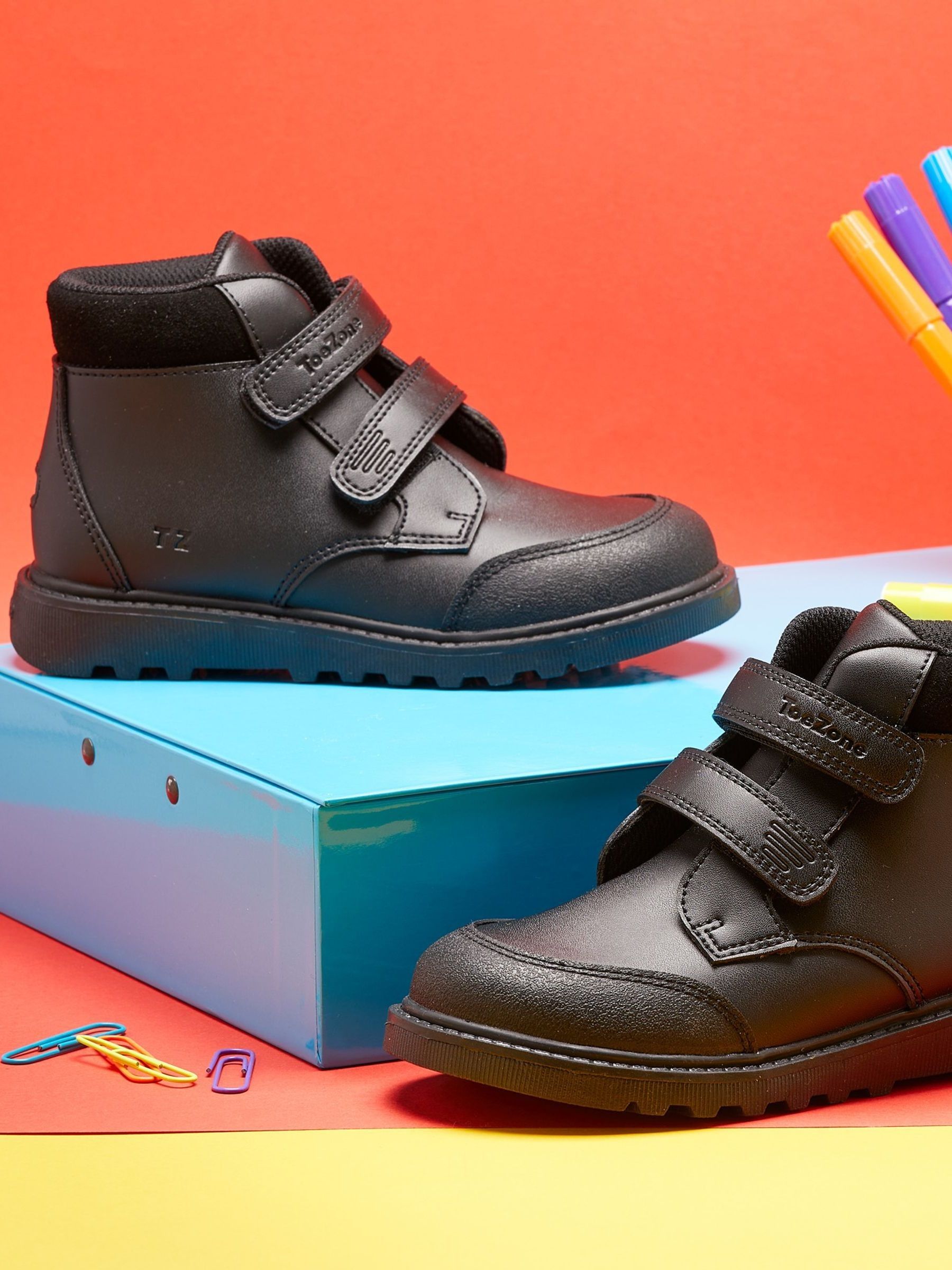 Buy Toezone Black Levi Rip Tape Ankle Boots With Toe Bumper from the ...