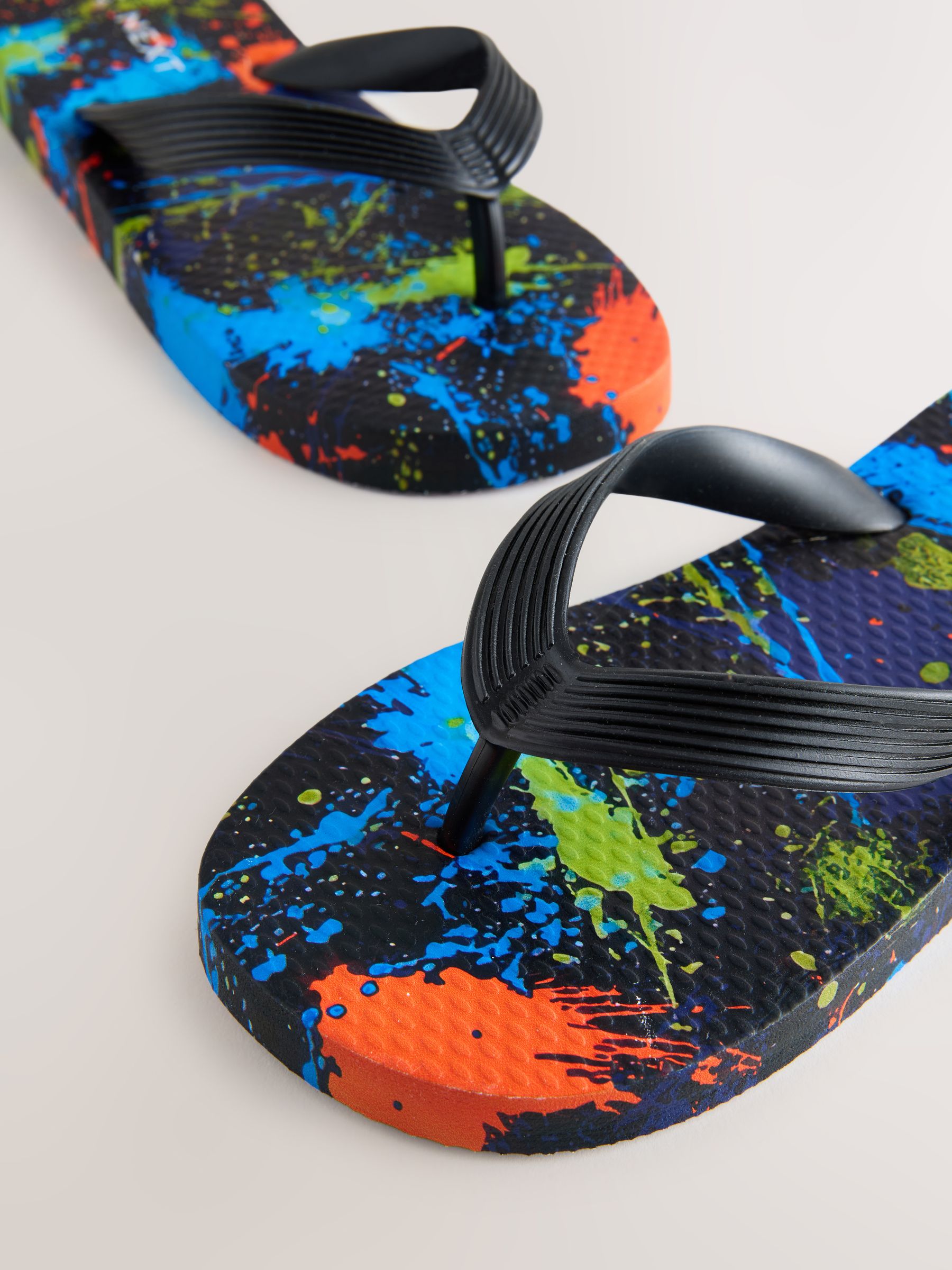 Buy Black Multi Splat Print Flip Flops from the Next UK online shop