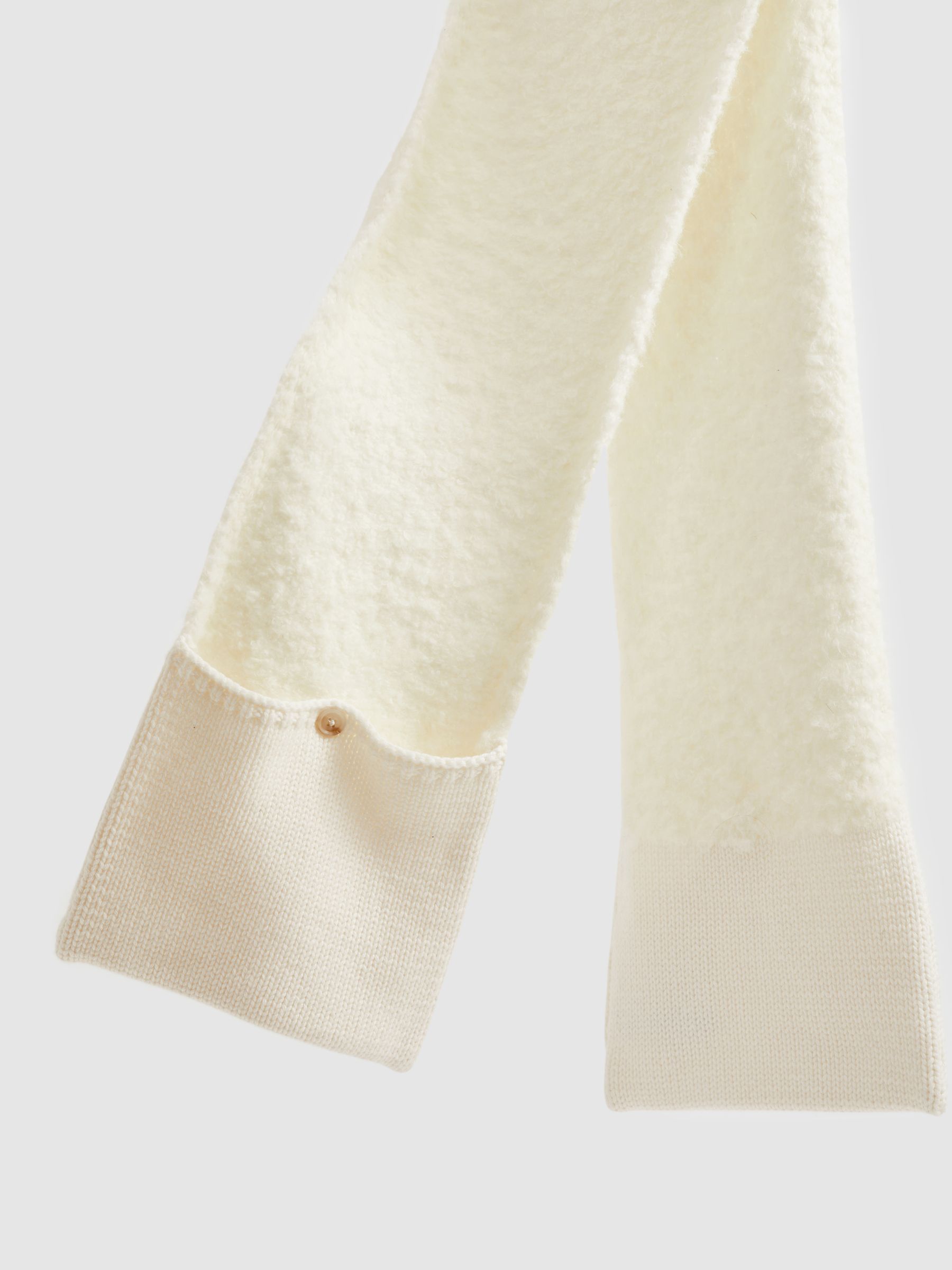 Buy Reiss Cream Becca Pouch-Pocket Fluffy Scarf With Wool And Cashmere ...