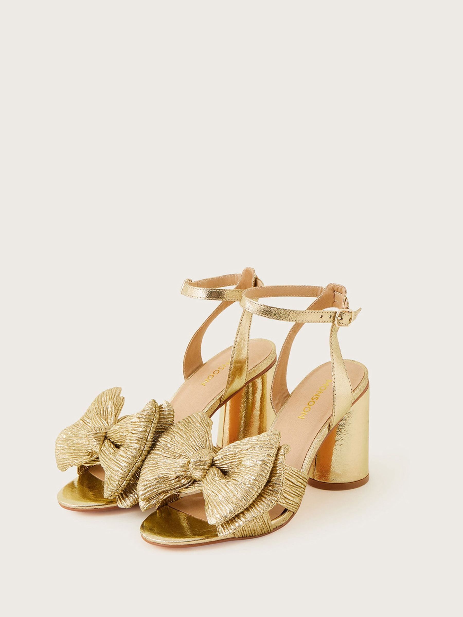 Buy Monsoon Gold Bow Block Heels from the Next UK online shop