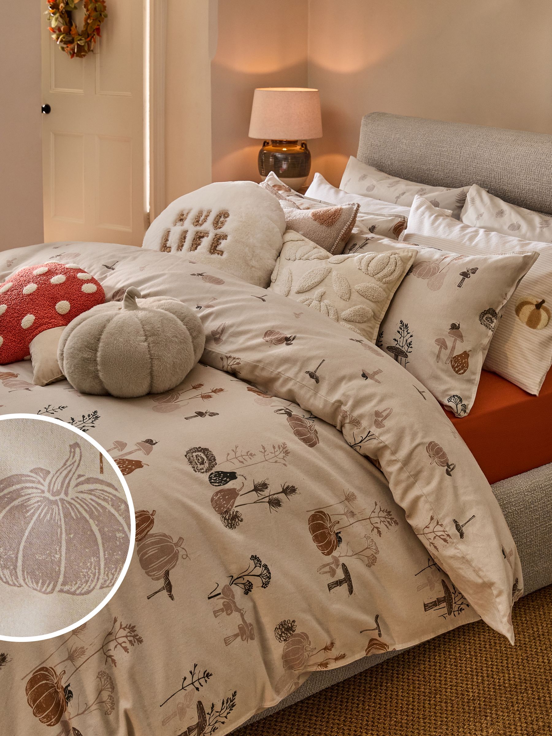 Buy Natural Autumn Lino Brushed Cotton Duvet Cover and Pillowcase Set ...