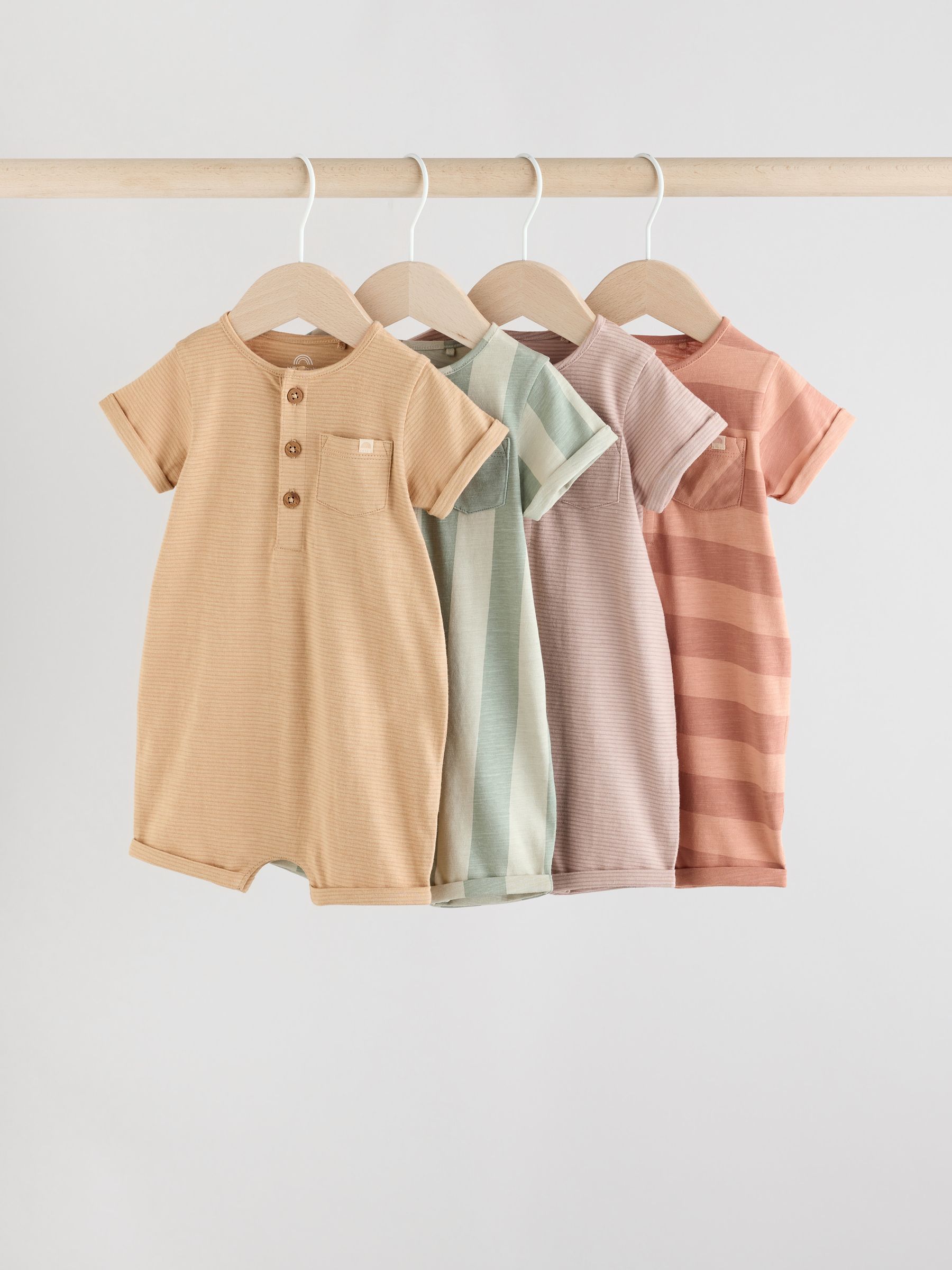 Buy Minerals Grandad Button Neck 4 Pack Baby Rompers from Next USA