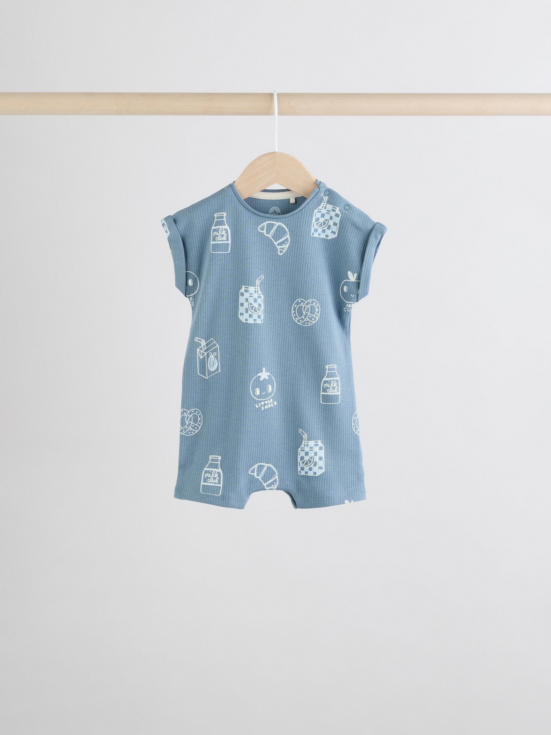 Buy Blue 100% Cotton Baby Rompers 4 Pack from Next Australia
