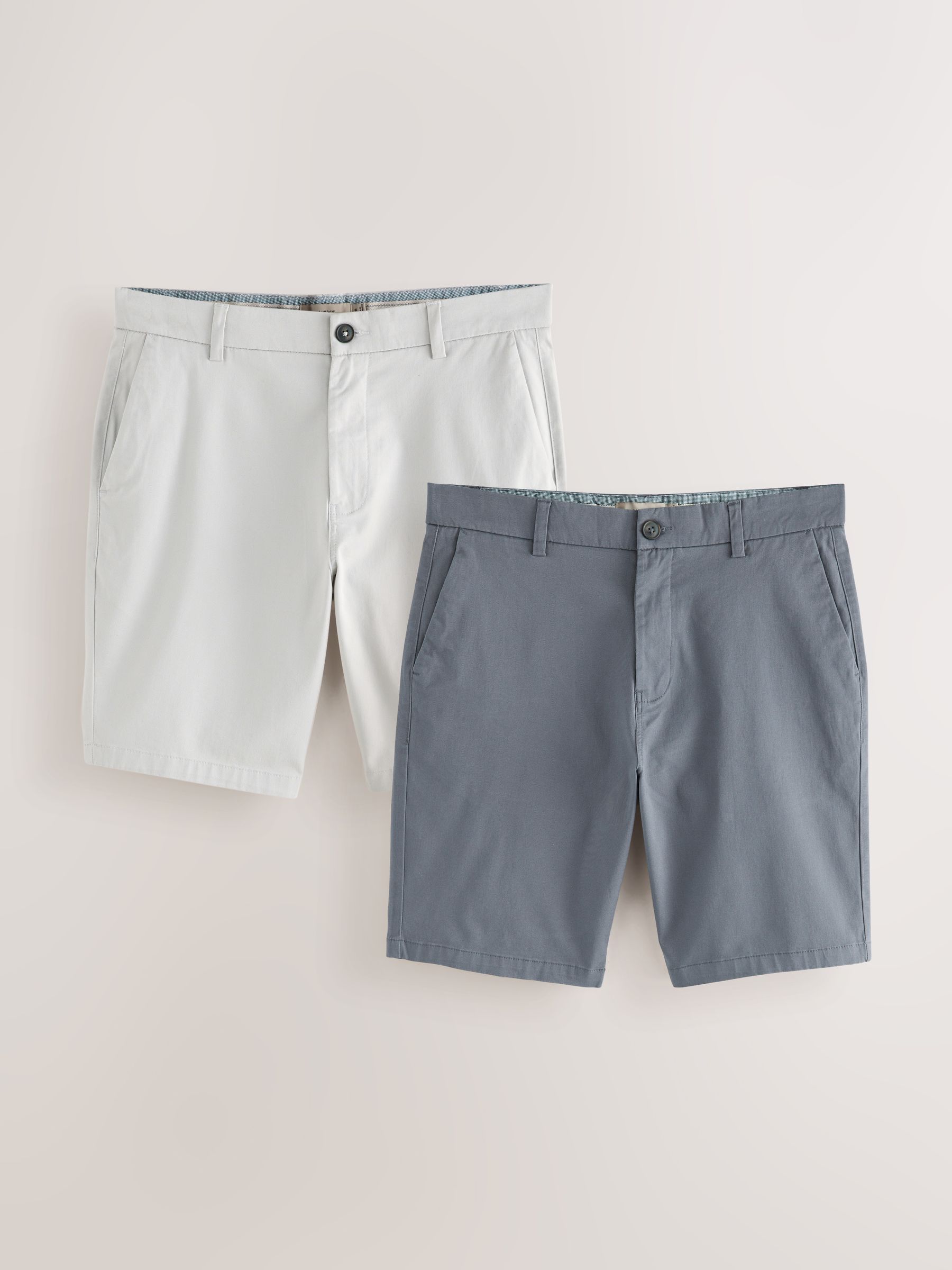 Buy Blue/Grey Slim Fit Stretch Chino Shorts 2 Pack from the Next UK ...
