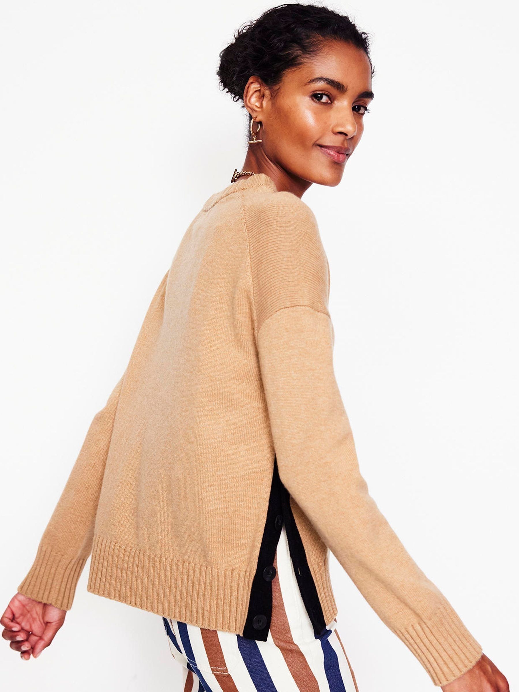 Buy Boden Brown Zia Button Side Jumper from the Next UK online shop