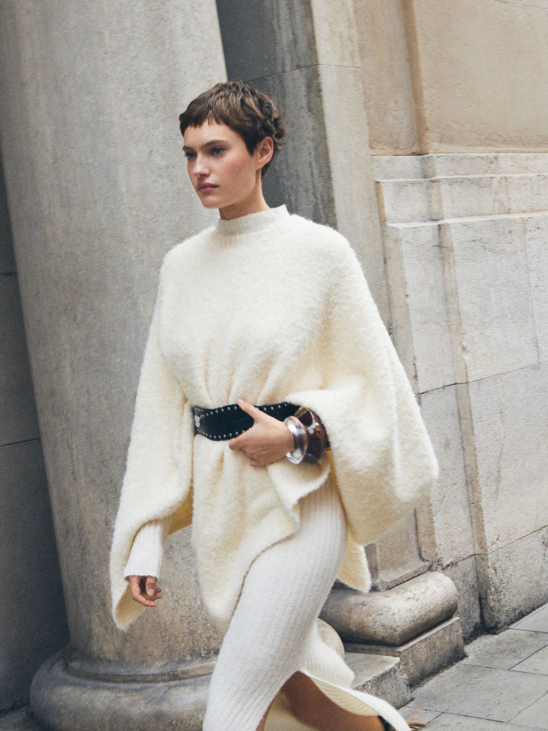 Buy Mango Cream Knitted Cape from the Next UK online shop