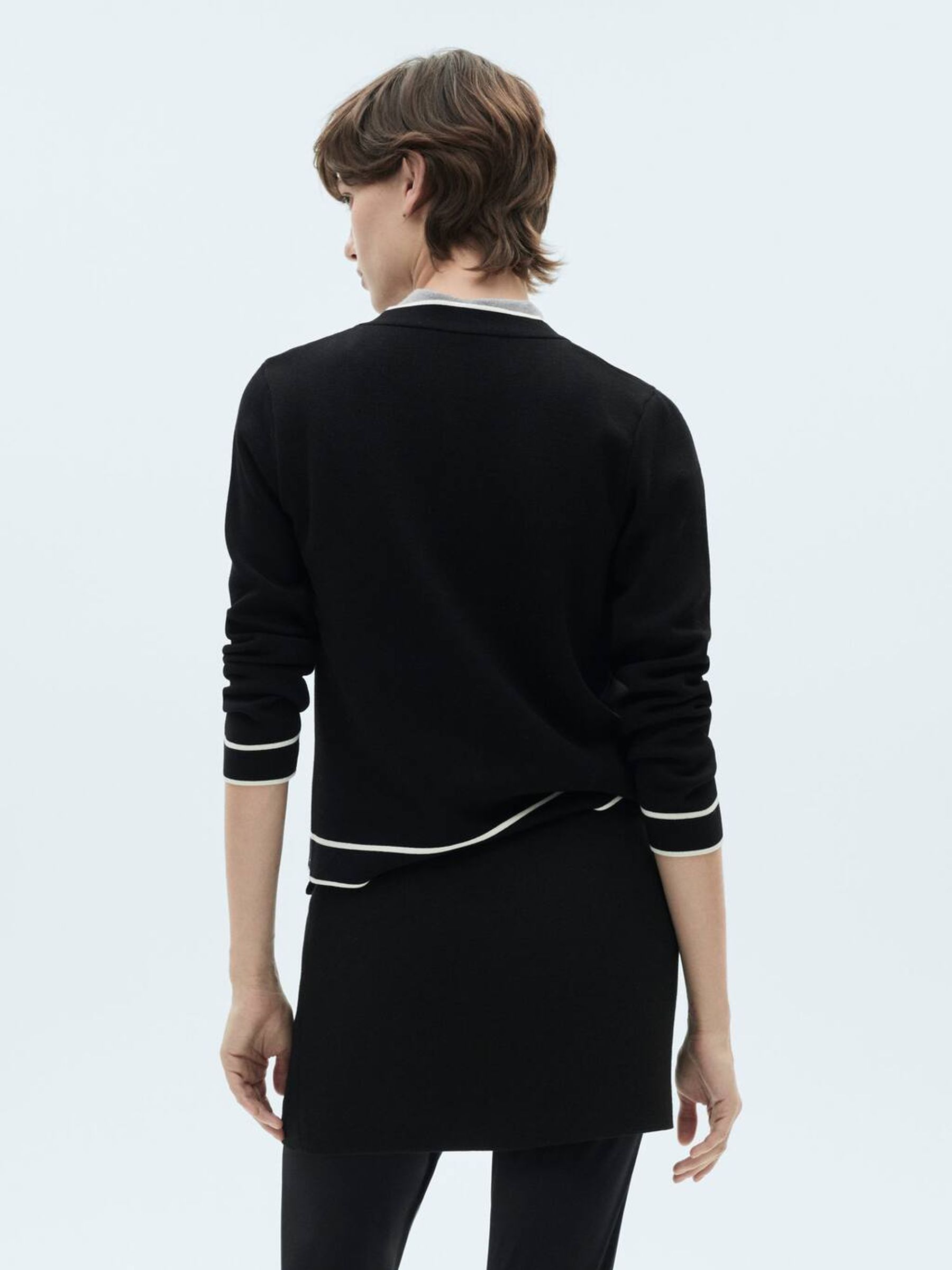 Buy Mango Black Contrast Trim Long Sleeve Cardigan from the Next UK ...