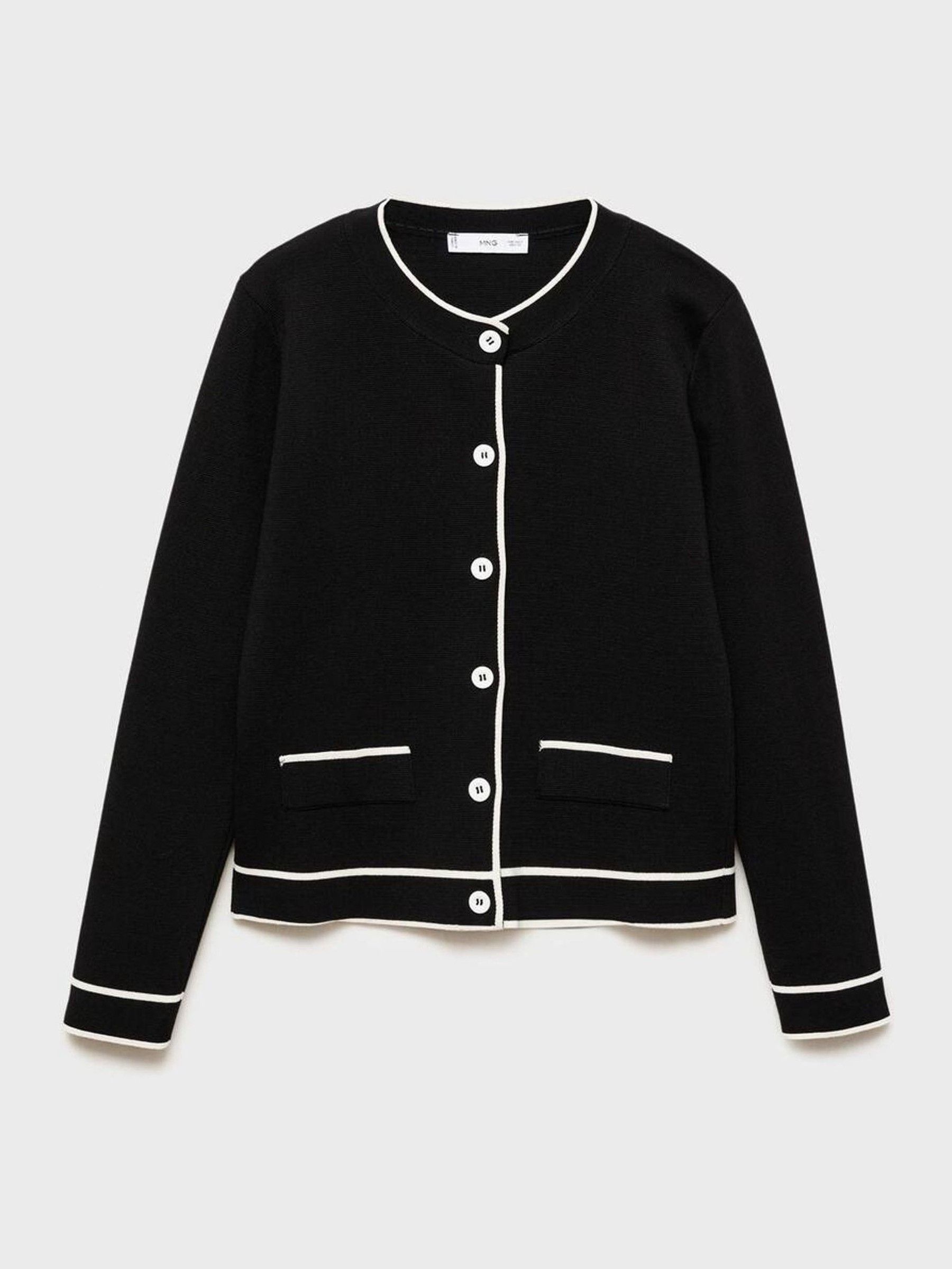 Buy Mango Black Contrast Trim Long Sleeve Cardigan from the Next UK ...